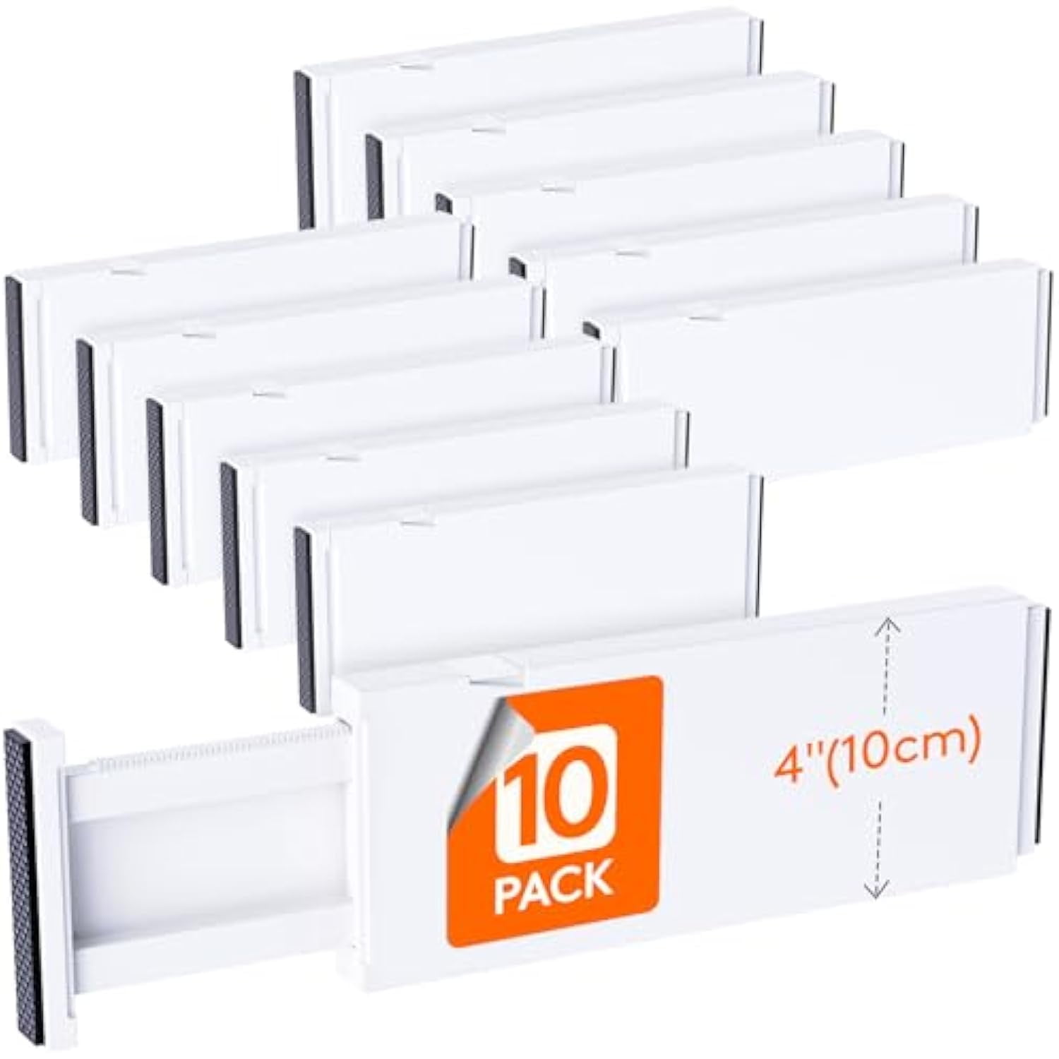 Lifewit 10 Pack Drawer Dividers Plastic 4" High, 11-17" Adjustable ...