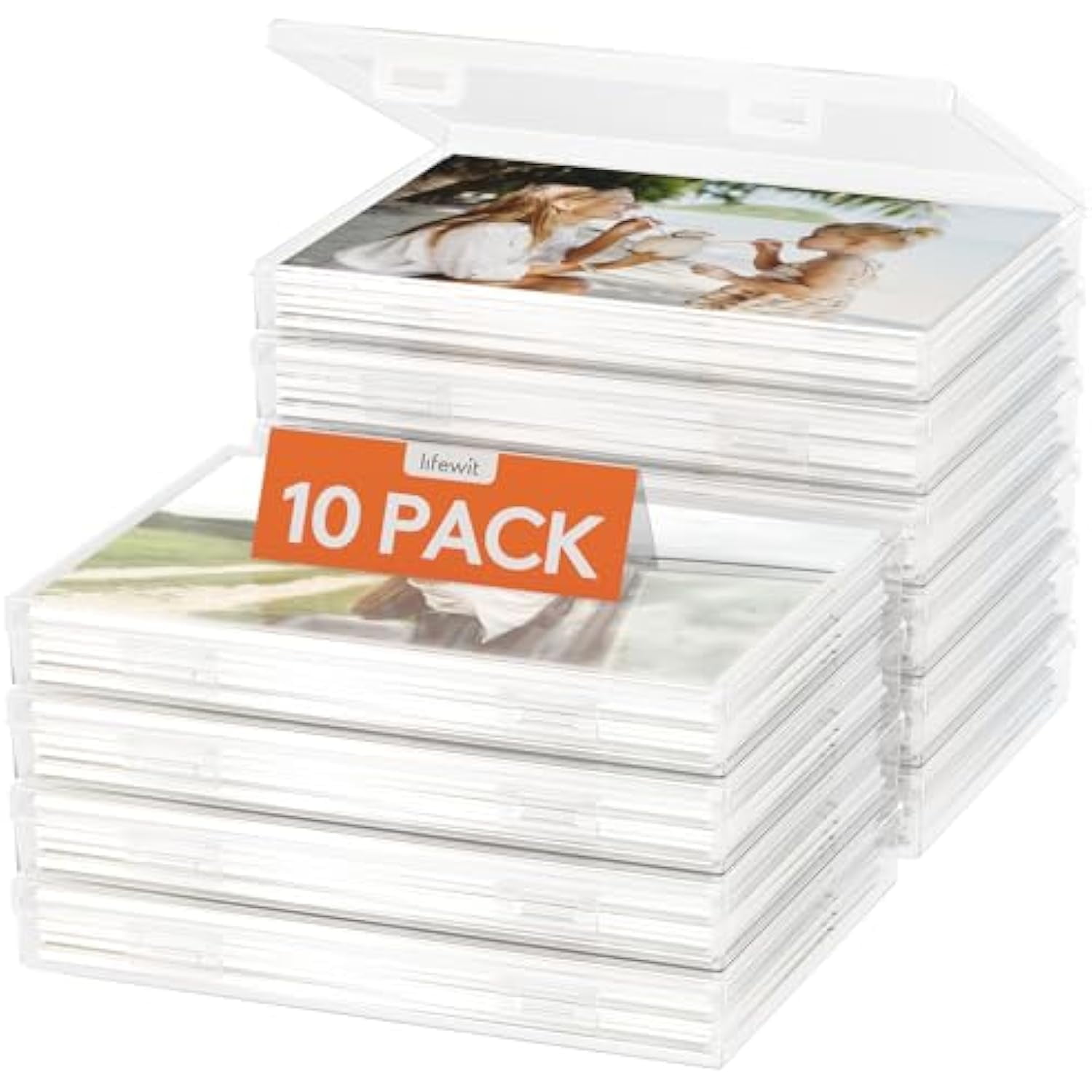 Lifewit 10 Pcs Photo Storage Box 5x7 Photo Case, Clear Photo Boxes ...