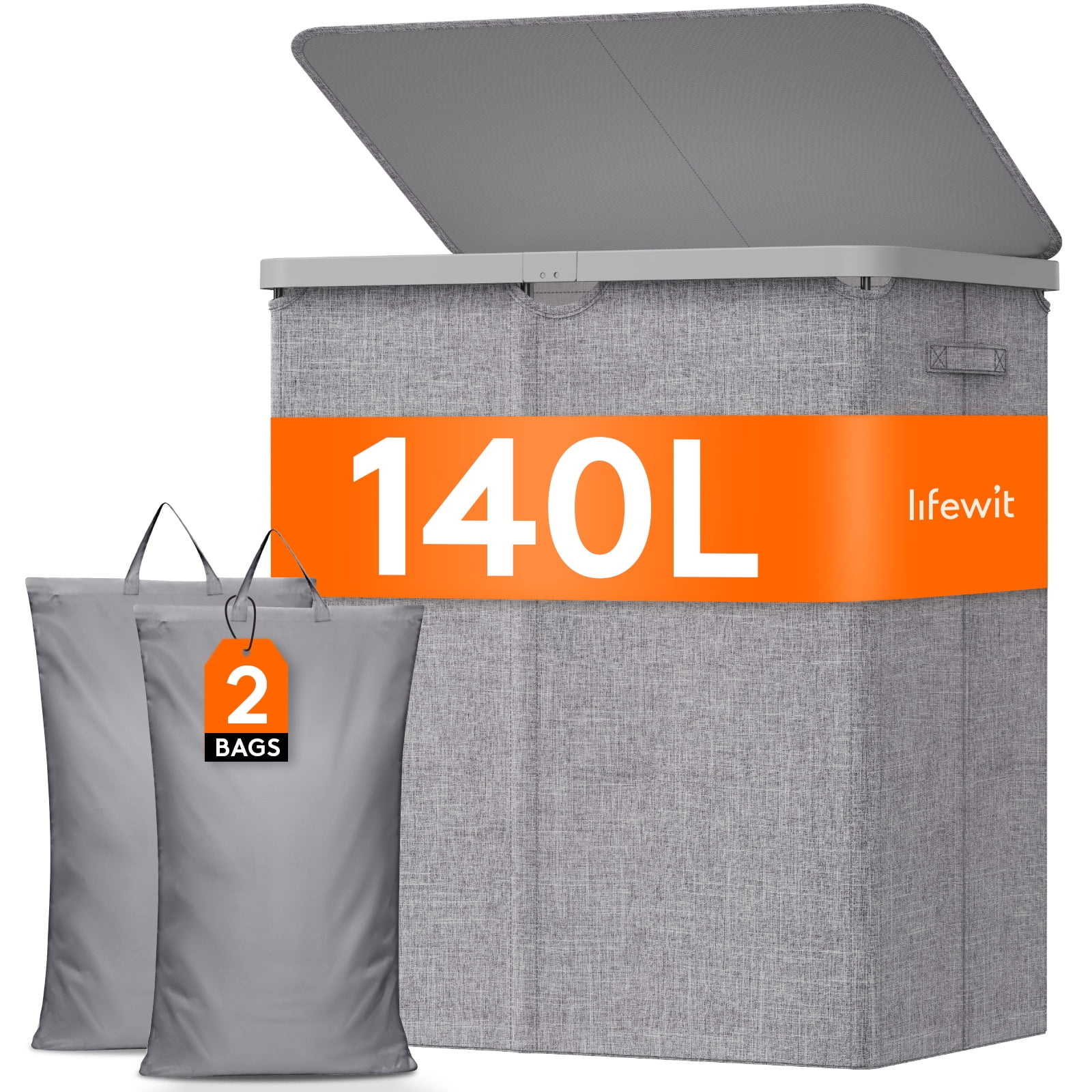 Lifewit 140L Laundry Basket with Lid, Large Laundry Hamper with Plastic ...