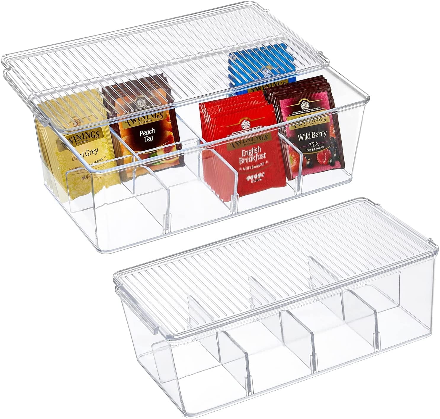 Lifewit 2 Pack Stackable Tea Bag Organizer, Divided Storage Container ...