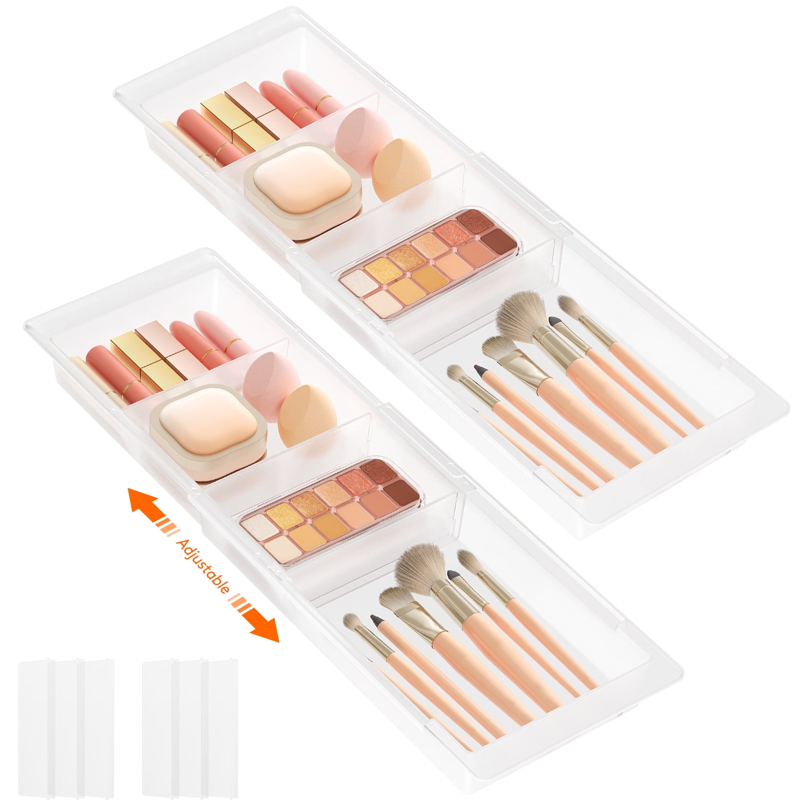 Lifewit 2 Pack Sliding Makeup Drawer Organizer Trays with Inserts ...