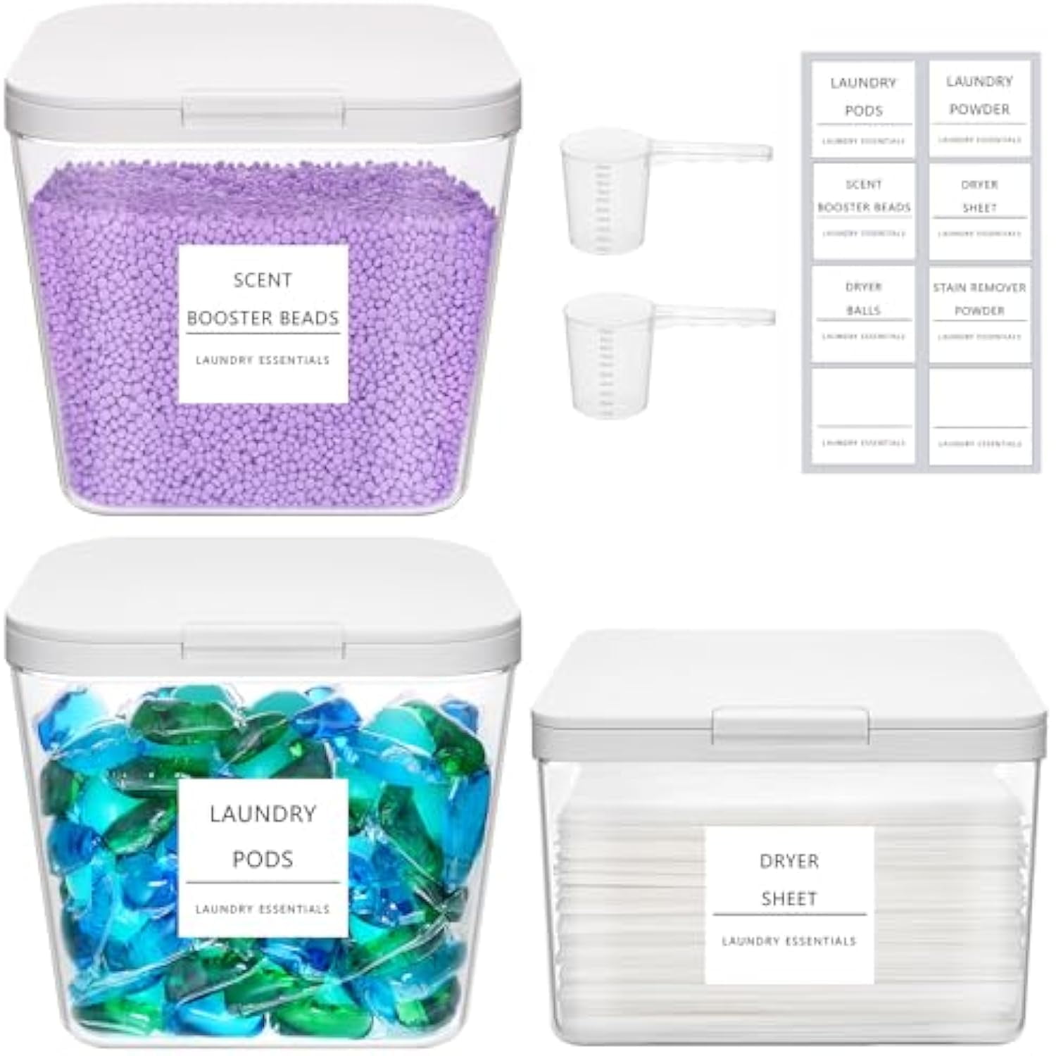 Lifewit 3 Pack 0.72 Gal Laundry Pods container & 0.5 Gal Dryer Sheets ...