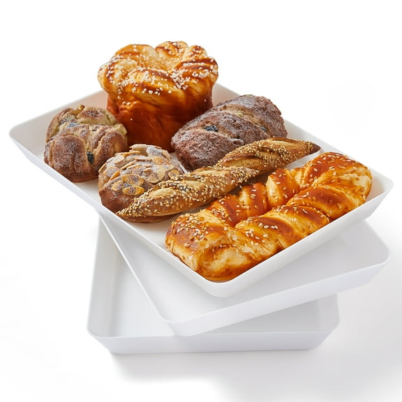 3 Tier Serving Tray 14" x 6.5" White Plastic Tiered Food Serving ...