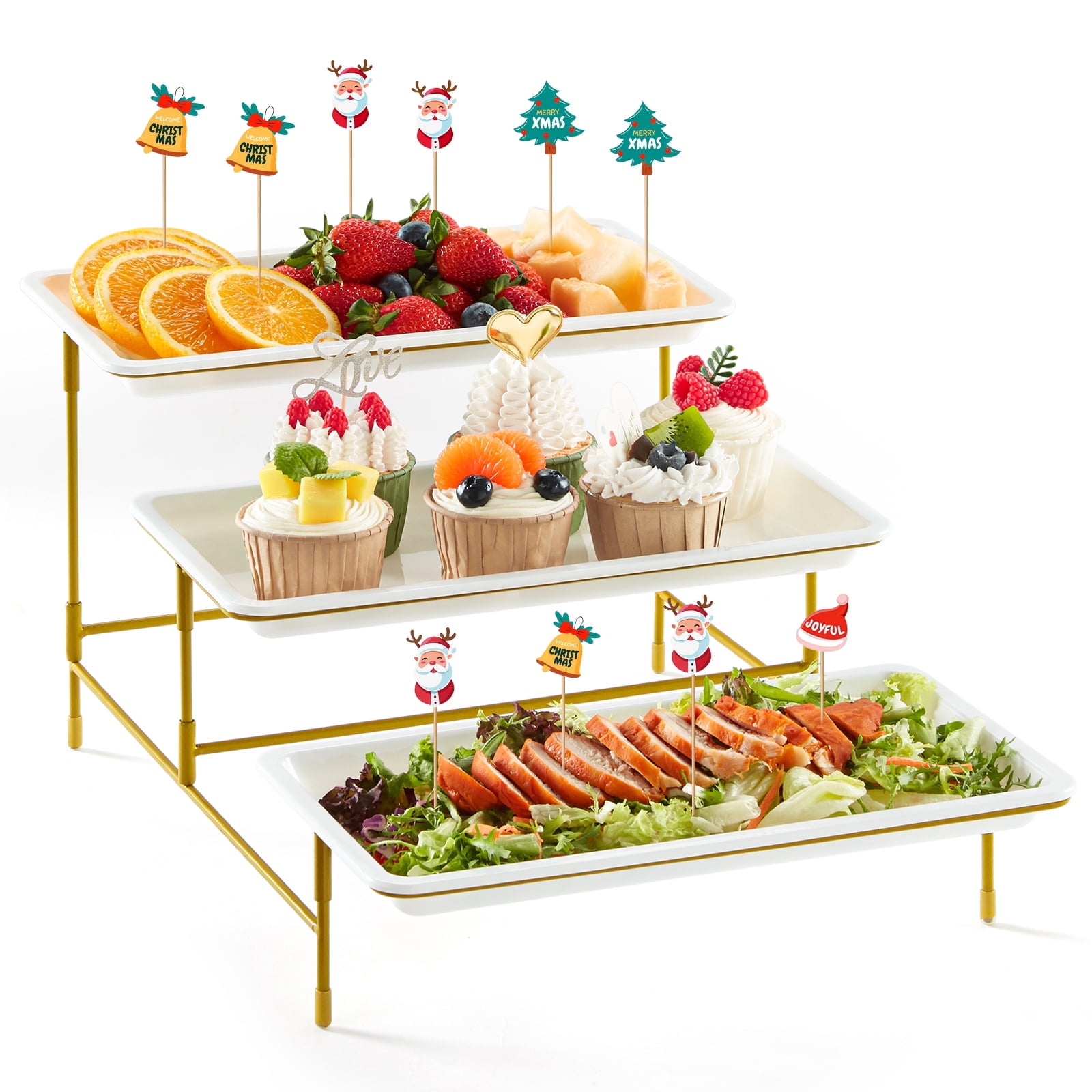 Lifewit 3 Tier Plastic Serving Tray for Party Supplies, 12" x 6.5 ...
