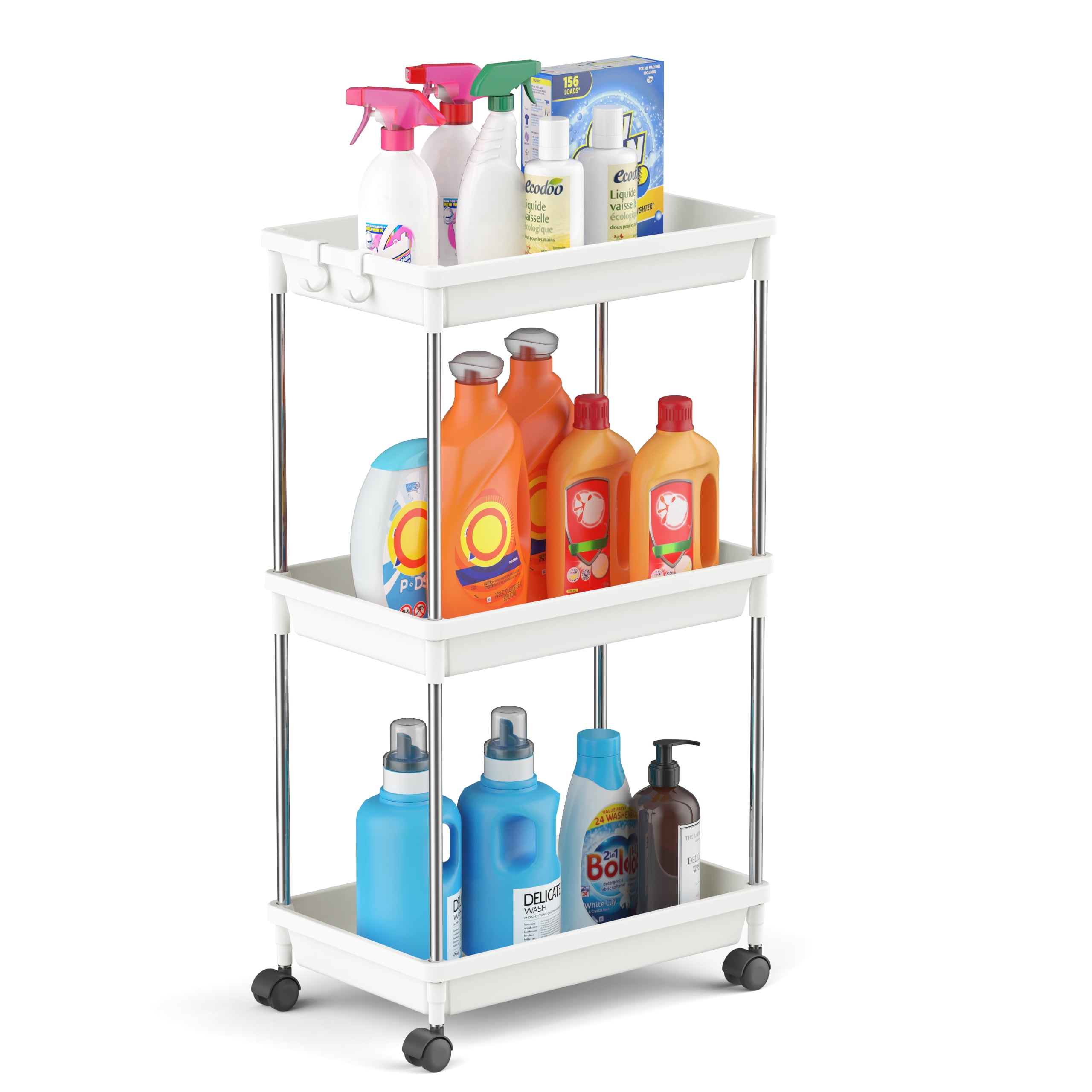 Lifewit 3 Tier Rolling Cart for Narrow Space, Utility Cart, White ...