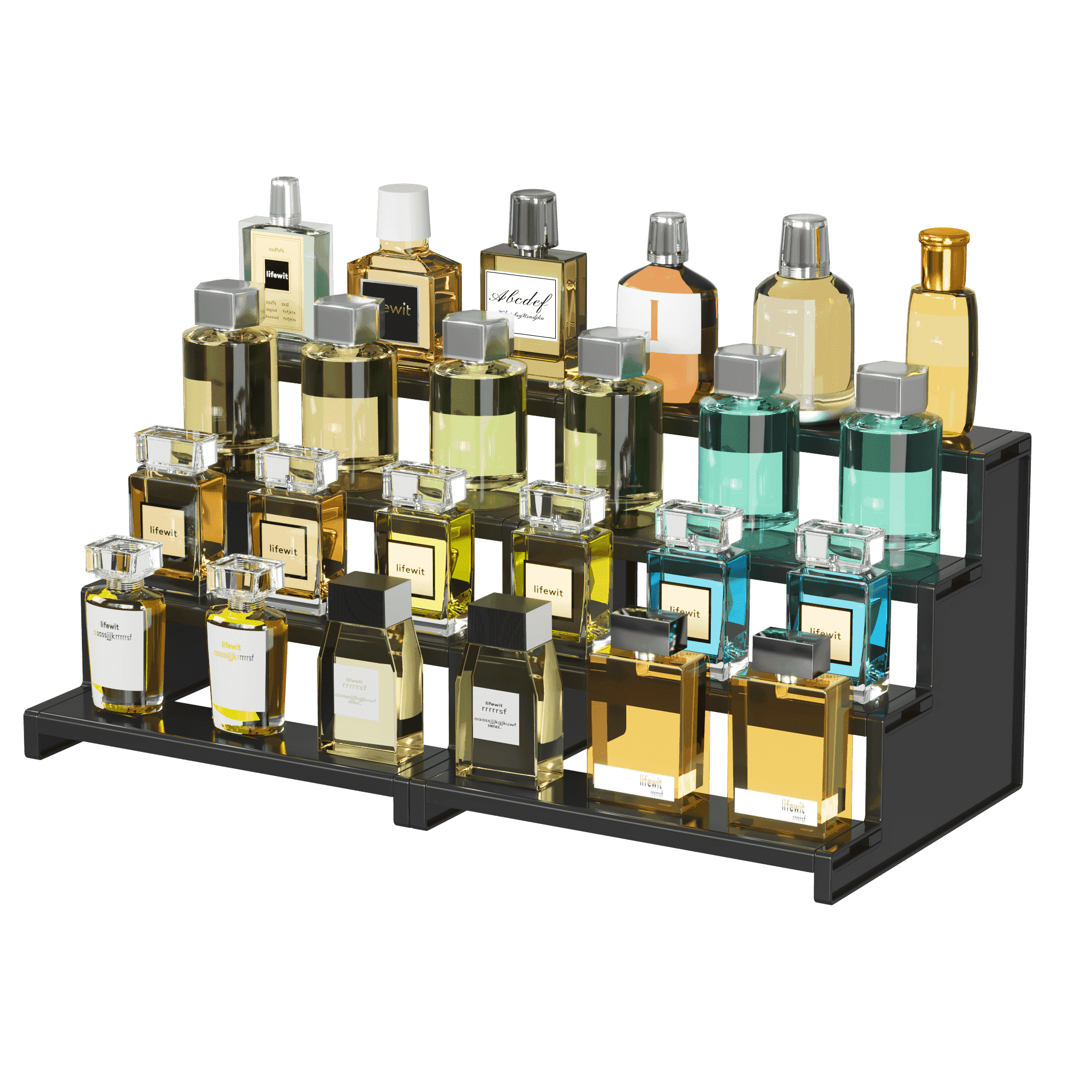 Lifewit 4 Tier Black Display Risers Stand, Plastic Cologne Organizer ...