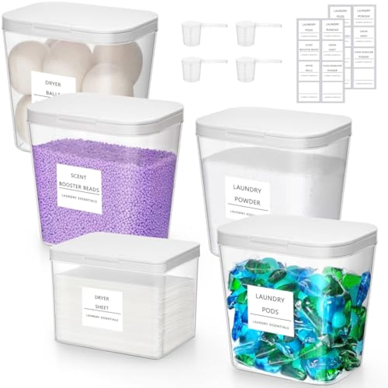 Lifewit 5 Pack 0.72 Gal Laundry Pods container & 0.5 Gal Dryer Sheets ...