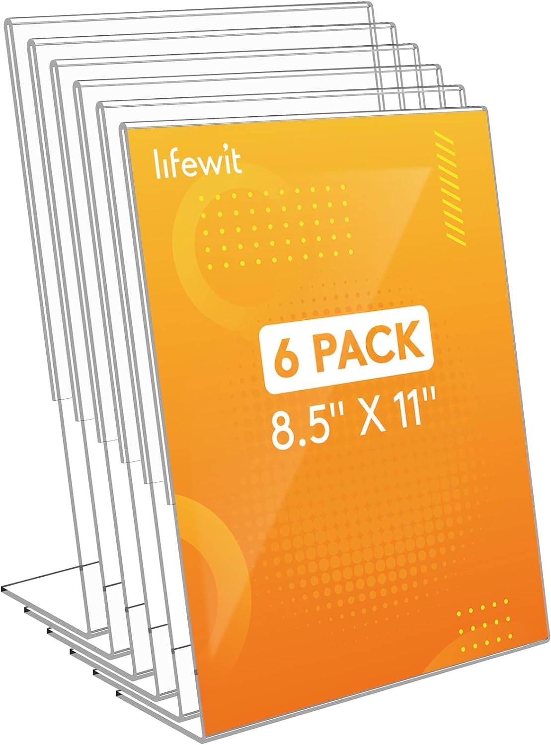 Lifewit 6 Pack 8.5x11 Sign Holder, Clear L-Shape Stand, Plastic photo ...