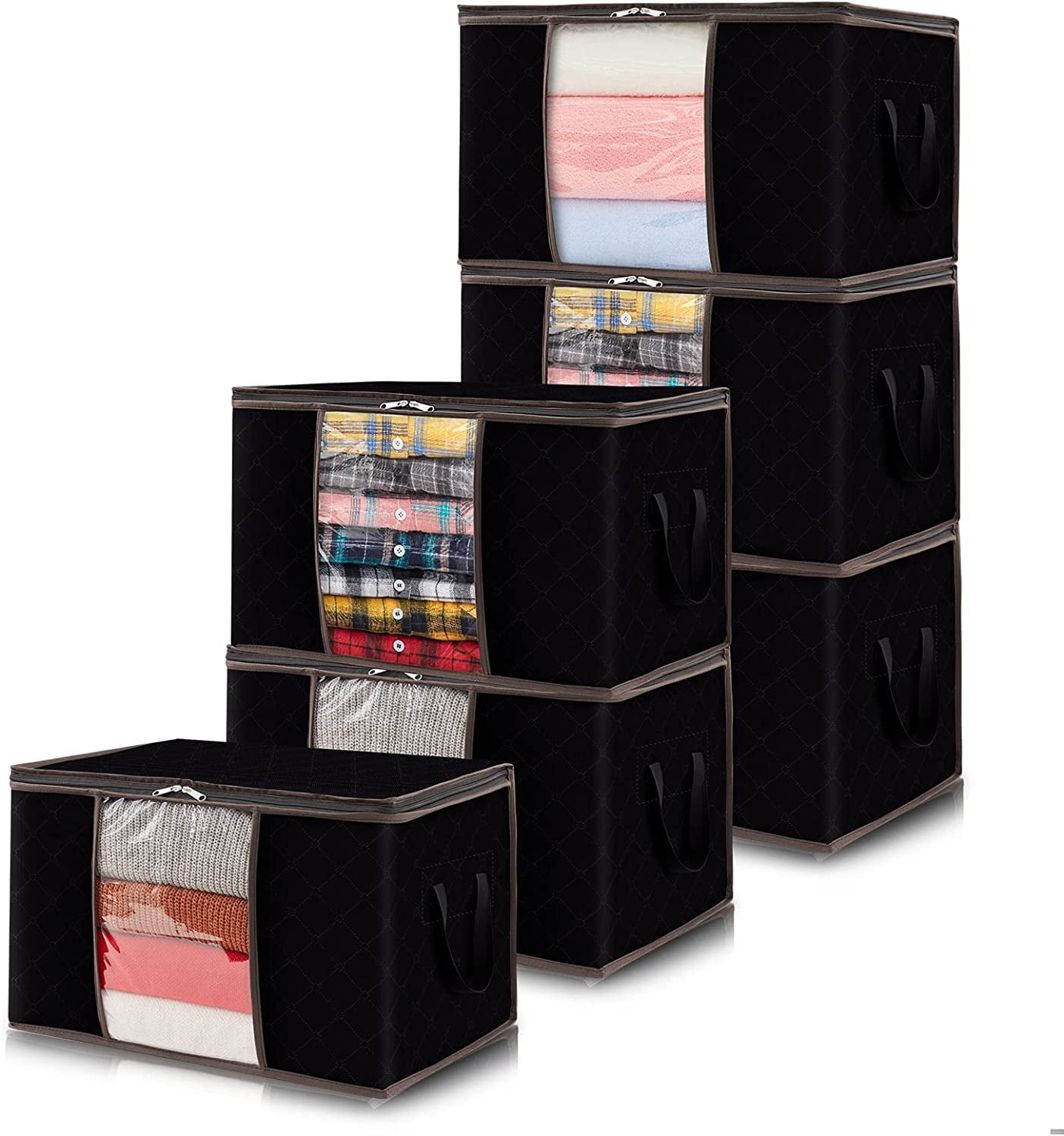 Lifewit 6-Pack Foldable Clothes Storage Bag, Zip Closet Organizer for ...