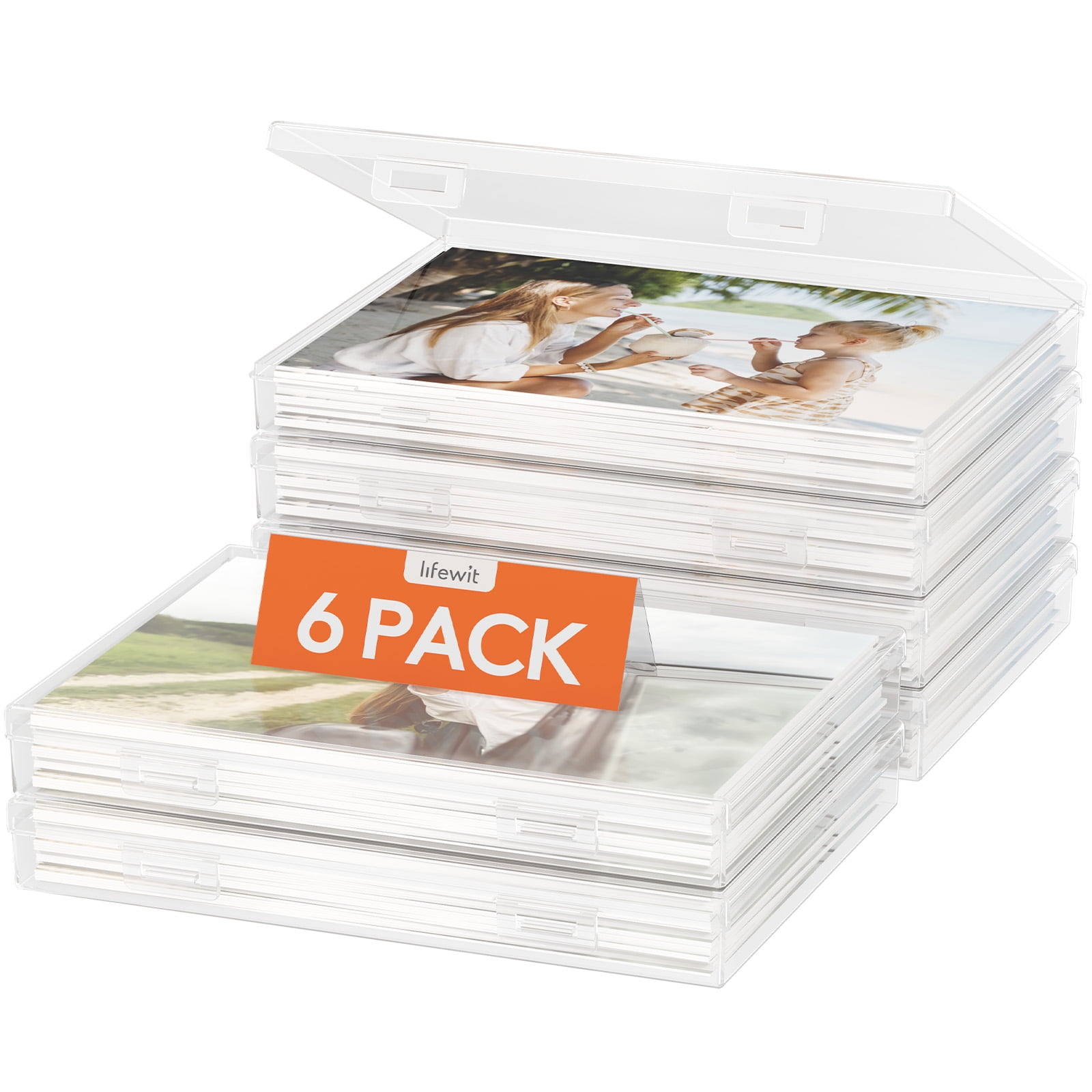 Lifewit 6 Pcs Photo Storage Box 5x7 Photo Case, Clear Photo Boxes ...