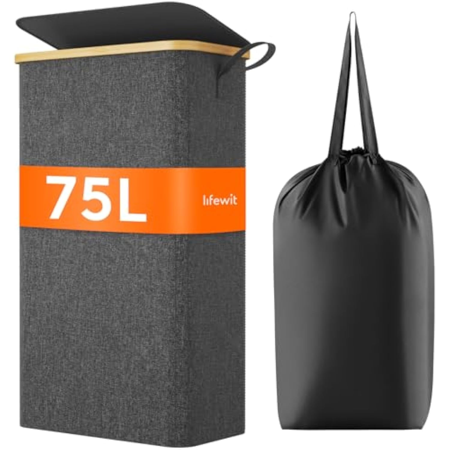 Lifewit 75L Slim Laundry Hamper with Lid, Narrow Laundry Basket with ...