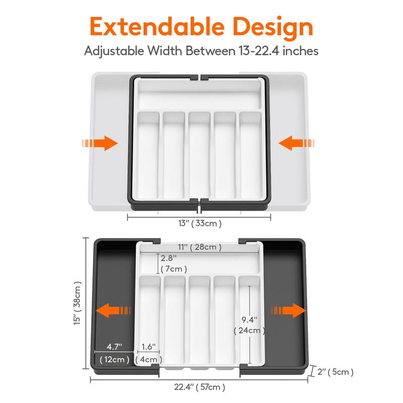 Lifewit 8 Compartments Expandable Silverware Drawer Organizer for ...