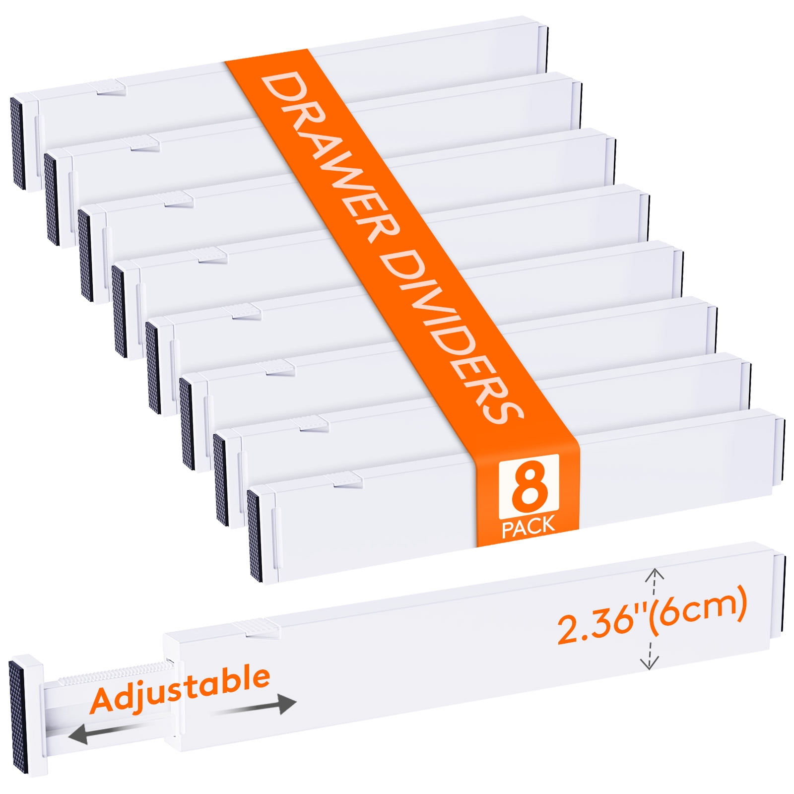 Lifewit Adjustable Drawer Dividers 8 Pack 2.36" High, 16"-22" Drawer ...