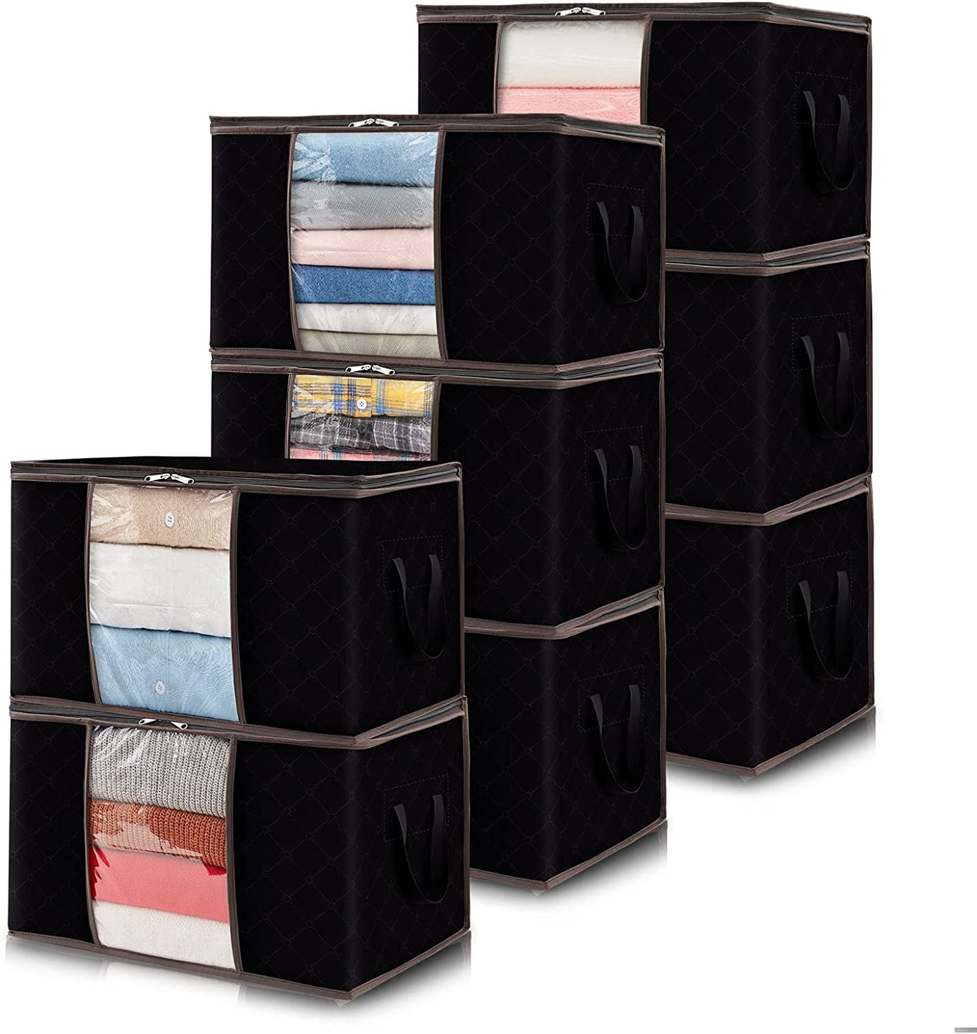 Lifewit 8 Packs Cloth Fold Zip Containers, Large Storage Bins for ...