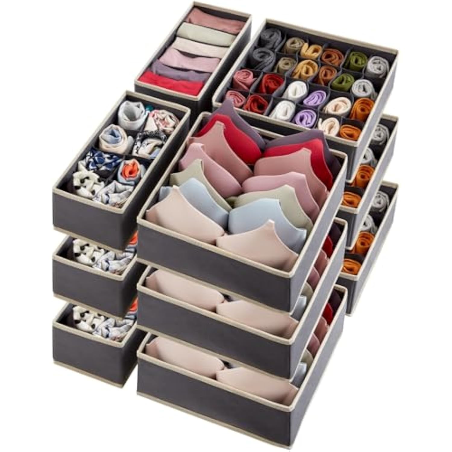 Lifewit Closet Underwear Drawer Organizer Divider, 12 Pieces Fabric ...