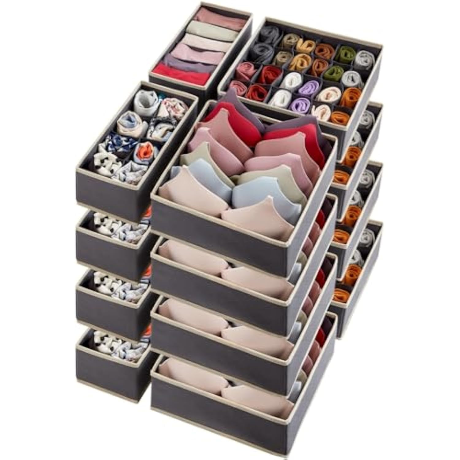 Lifewit Closet Underwear Drawer Organizer Divider, 16 Pieces Fabric ...