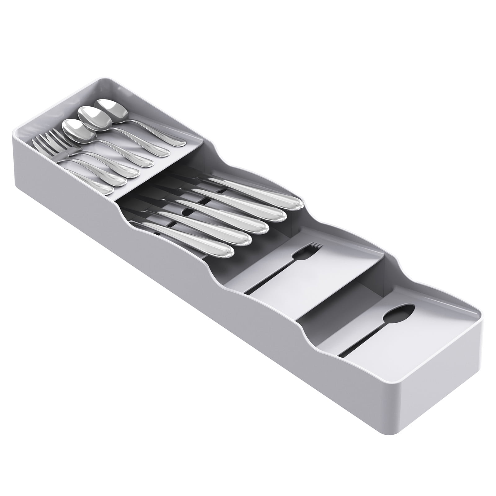 Lifewit Silverware Drawer Organizer Gray Compact Plastic Cutlery Tray ...