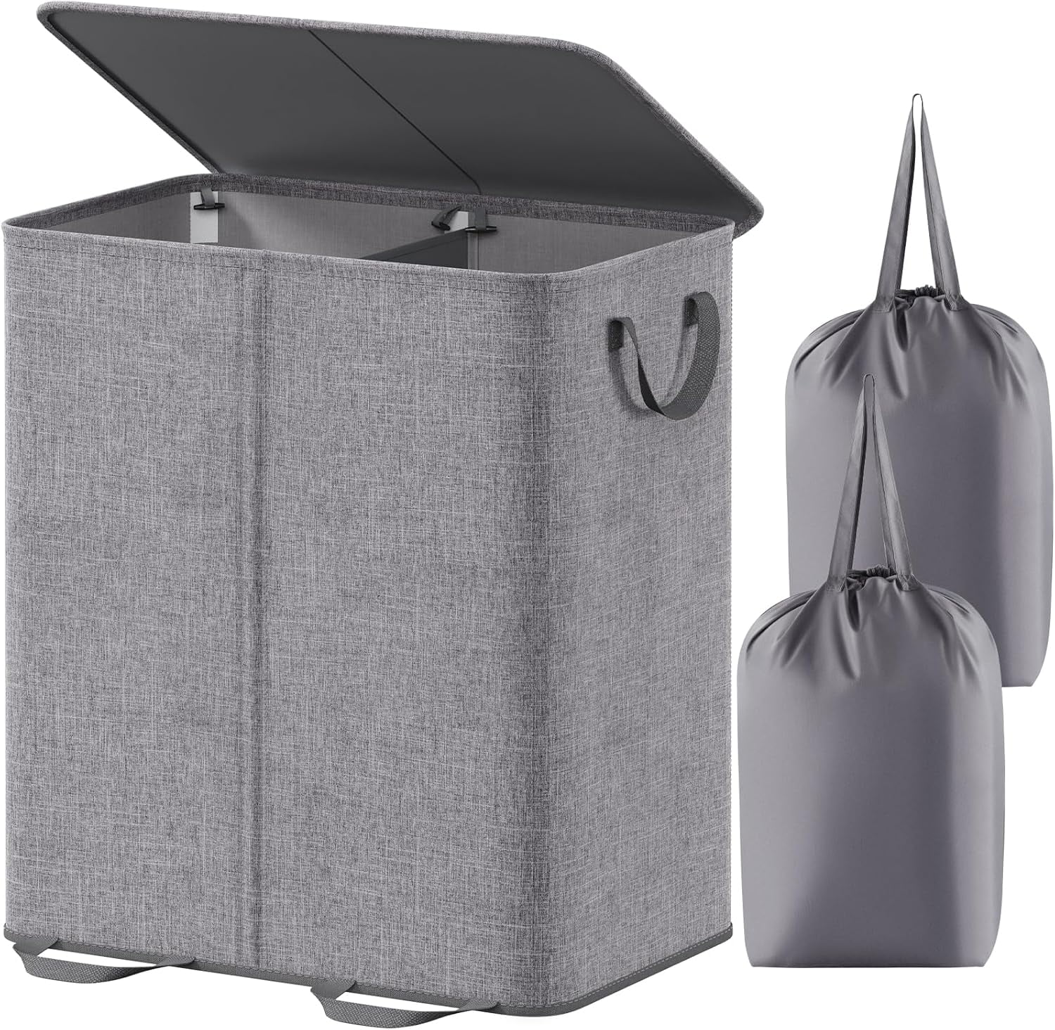 Lifewit Double Laundry Hamper with Lid and Removable Laundry Bags ...