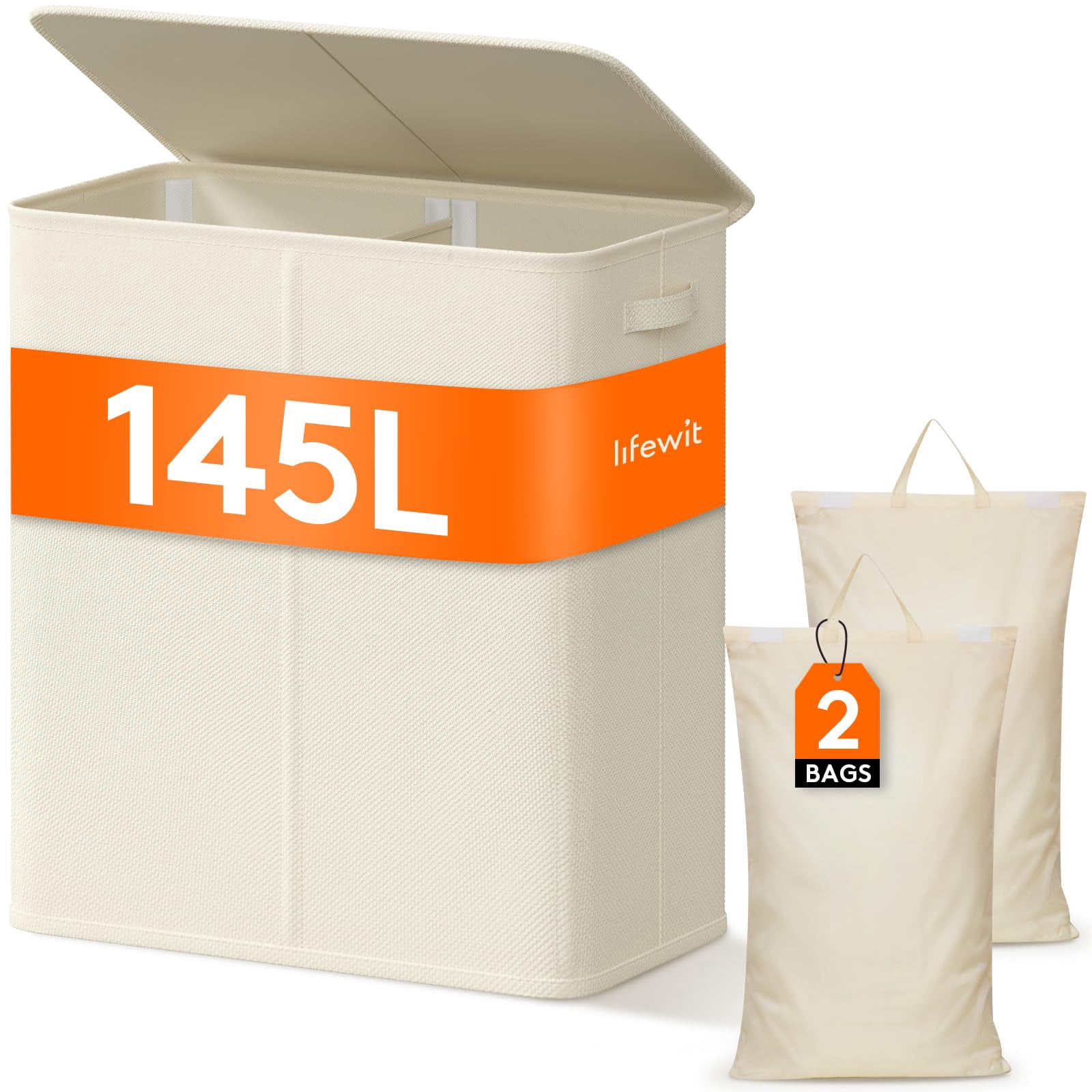 Lifewit Double Laundry Hamper with Lid and Removable Laundry Bags ...