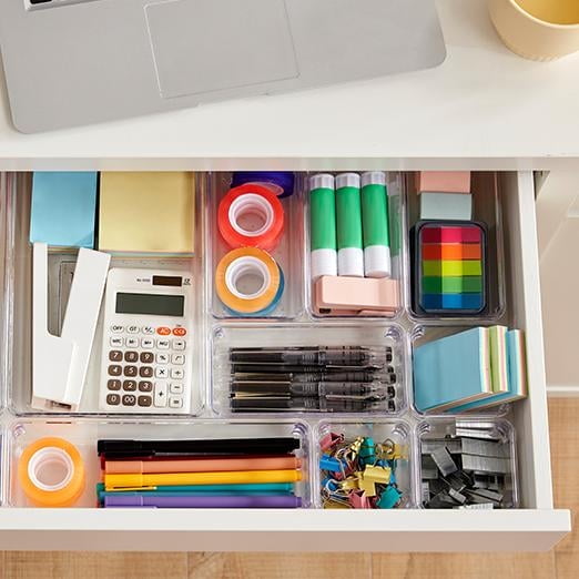 Lifewit 50 PCS Clear Plastic Drawer Organizer Set, 4-Size Desk Drawer ...