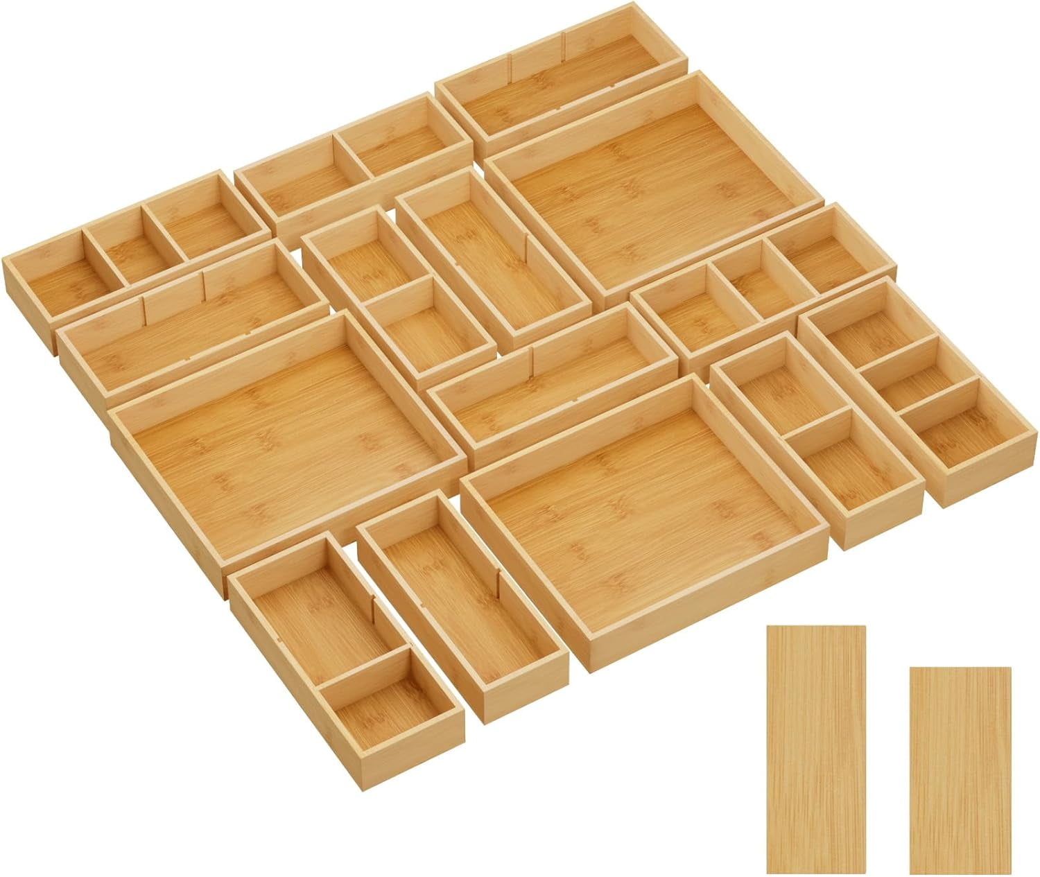 Lifewit Drawer Organizers 15 Pack(33 Grid) with 18 Inserts, Adjustable ...