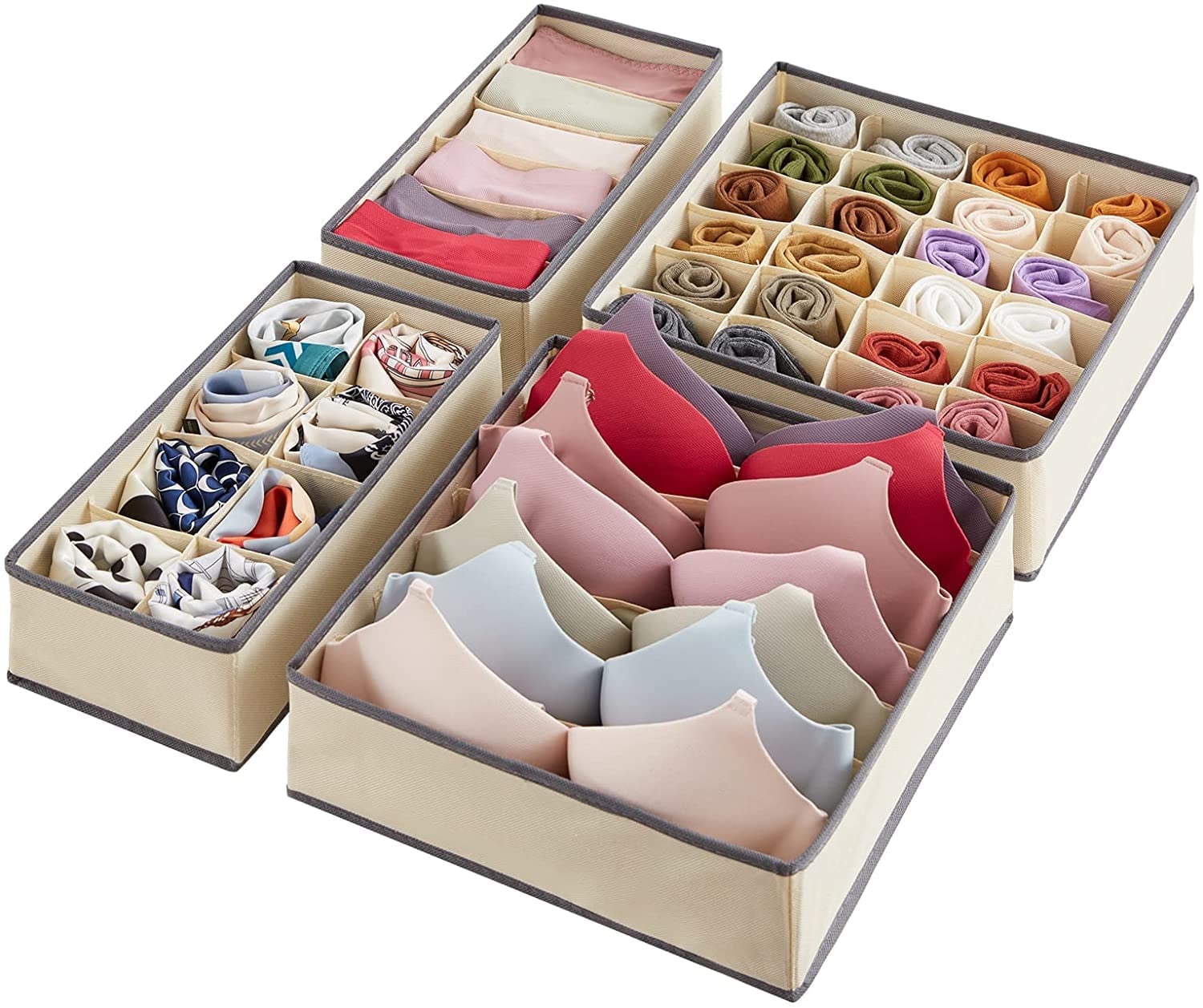 Lifewit Drawer Underwear Organizer Divider 4 Pieces Fabric Foldable ...
