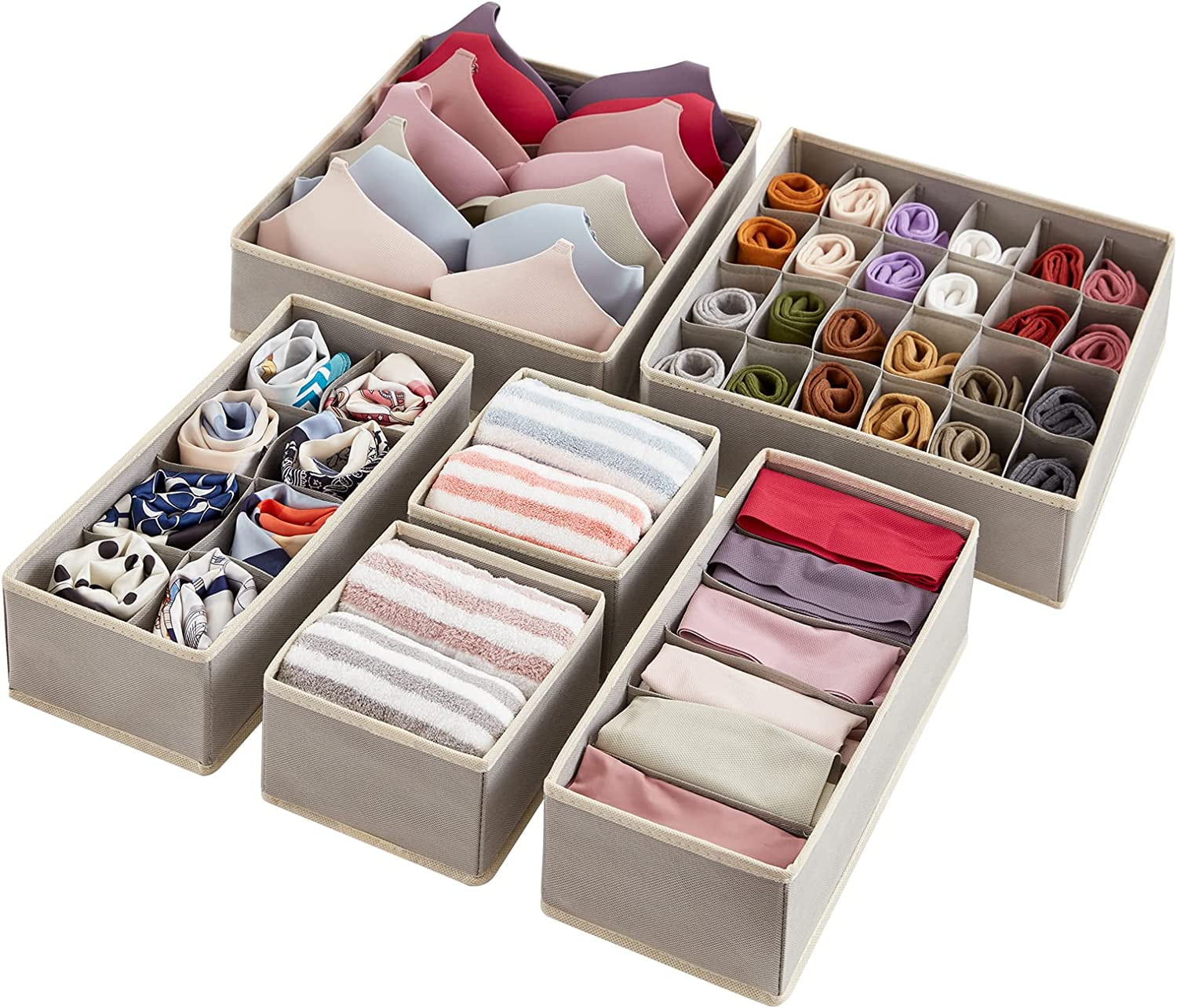 Lifewit Drawer Underwear Organizer Divider 6 Pieces Fabric Foldable ...
