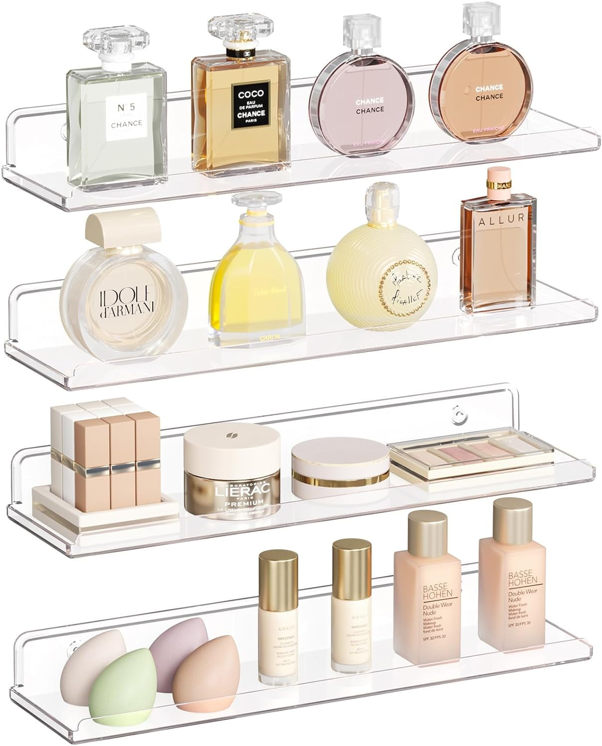 Lifewit 15" Acrylic Floating Shelves, 4-Pack for Perfume, Vinyl Record ...