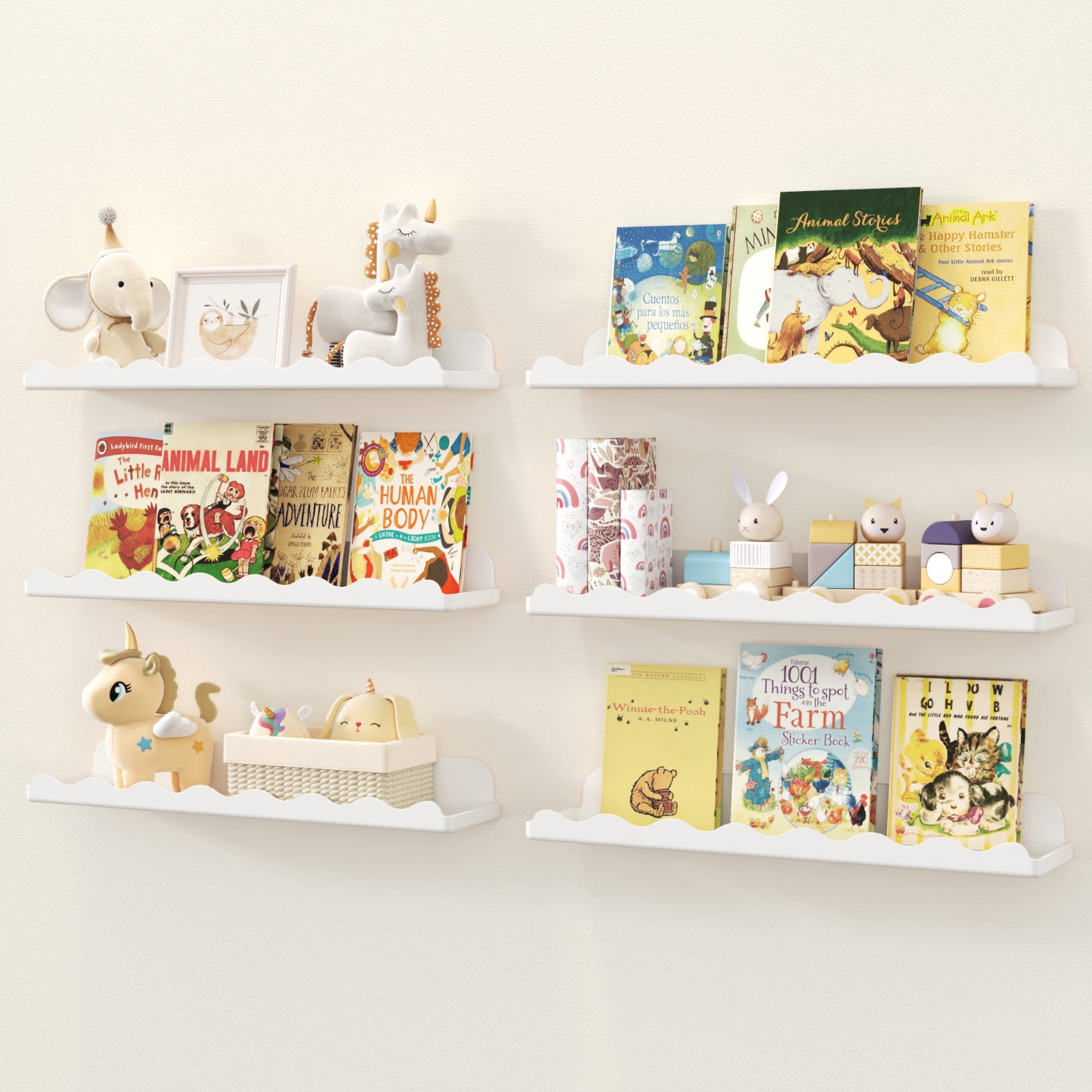 Lifewit Kids Bookshelf 6 Pack, 15" Acrylic Floating Shelves for Wall ...