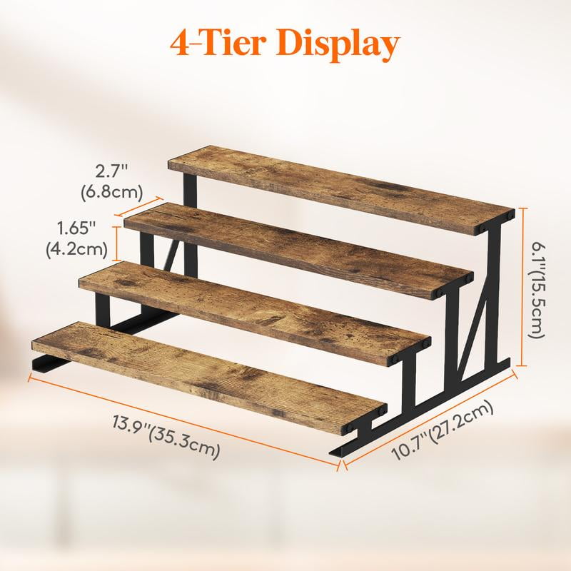 Lifewit Large Vintage Rustic Wooden Display Riser with Metal Holder ...