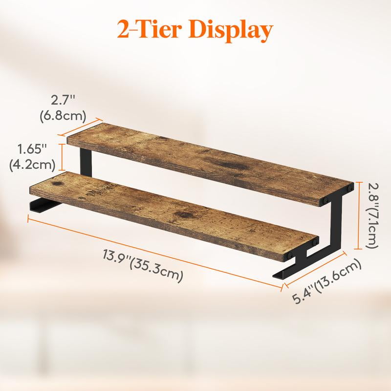 Lifewit Large Vintage Rustic Wooden Display Riser with Metal Holder ...