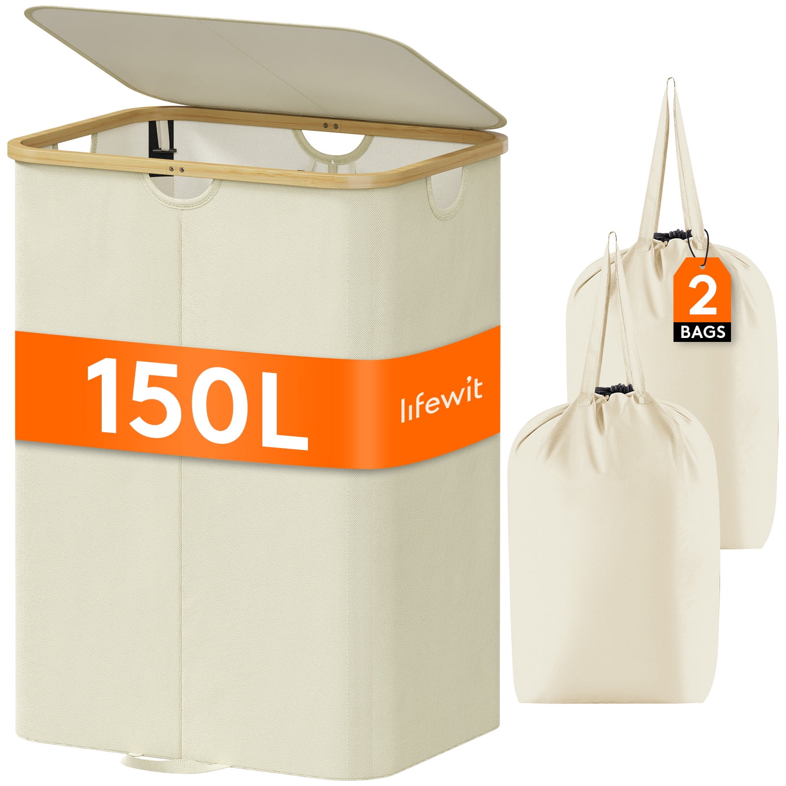 Lifewit Laundry Hamper with lid - 150L XL- Large Laundry Basket with ...