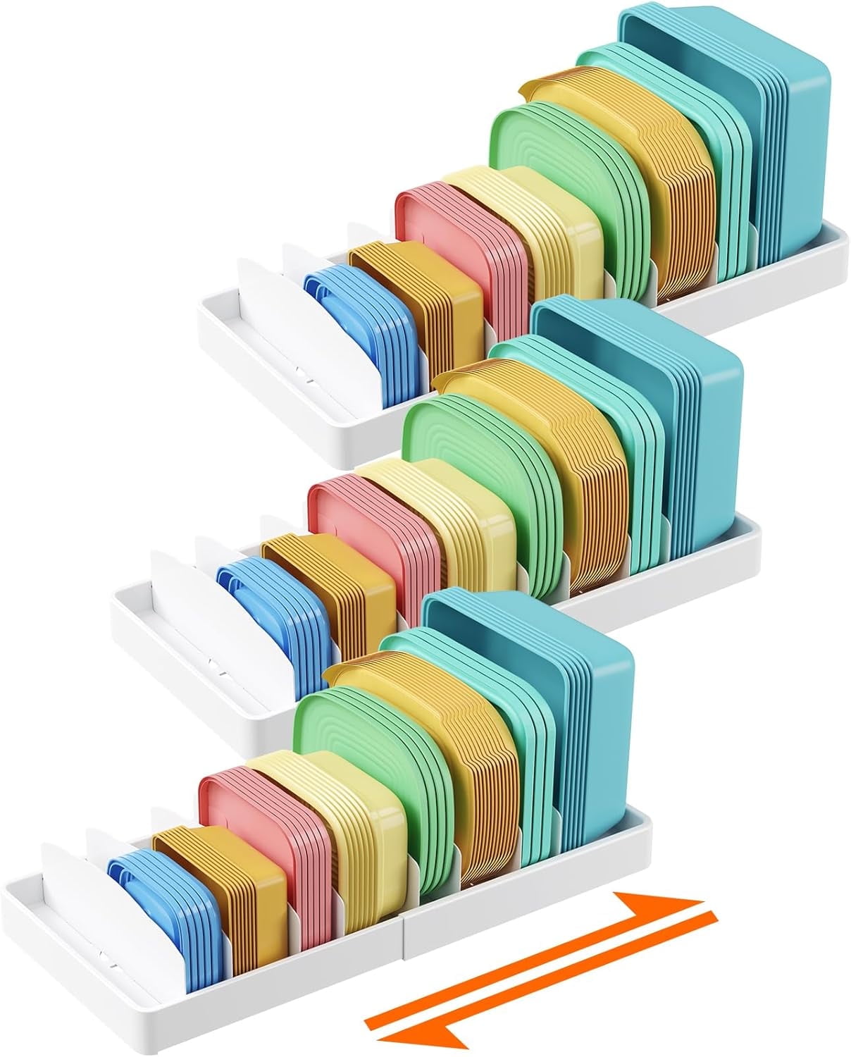 Lifewit Plastic Lid Organizer(3 PCS), Adjustable Food Storage Container ...