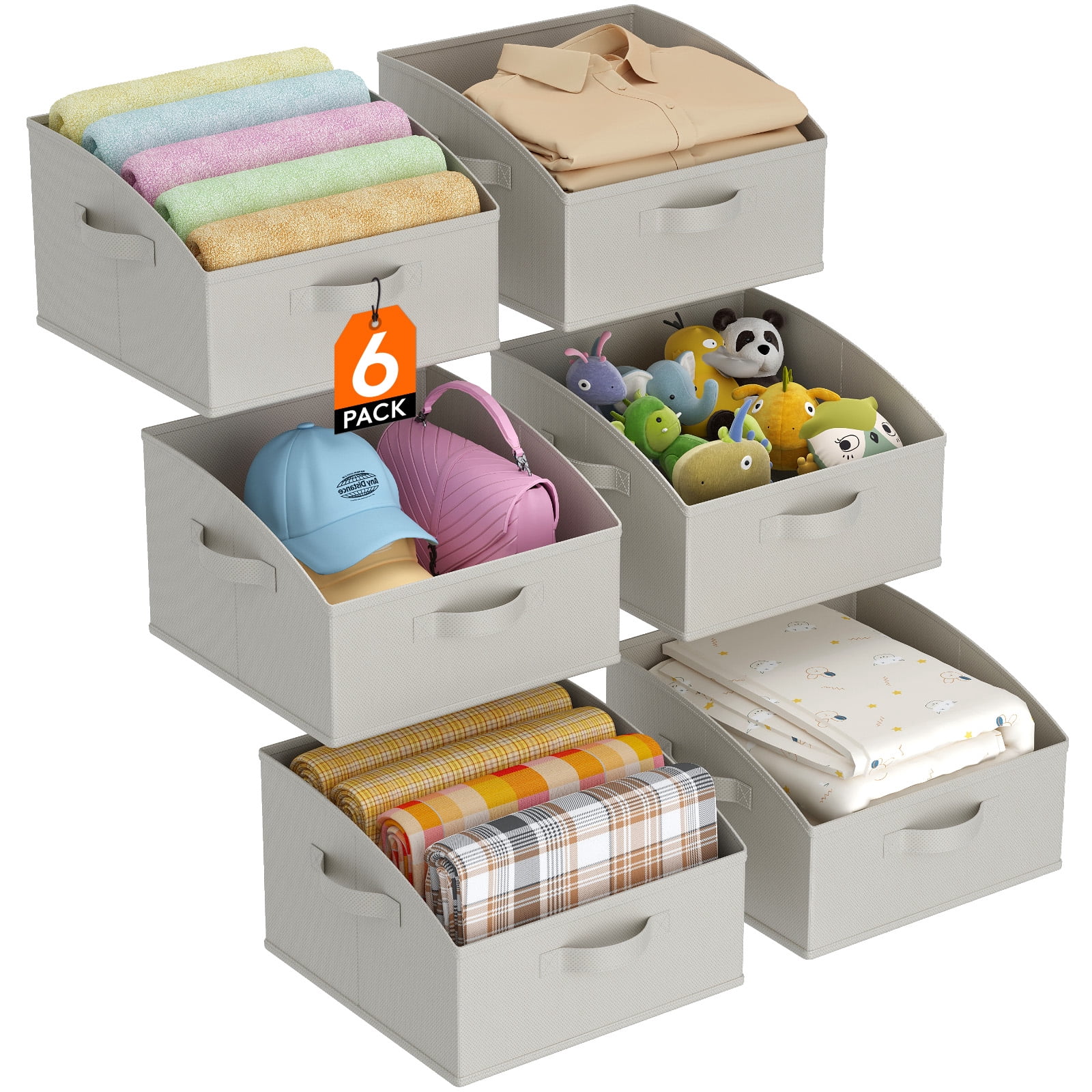 Lifewit Medium Trapezoid Closet Storage Bins for Shelf, 6 Packs Non ...