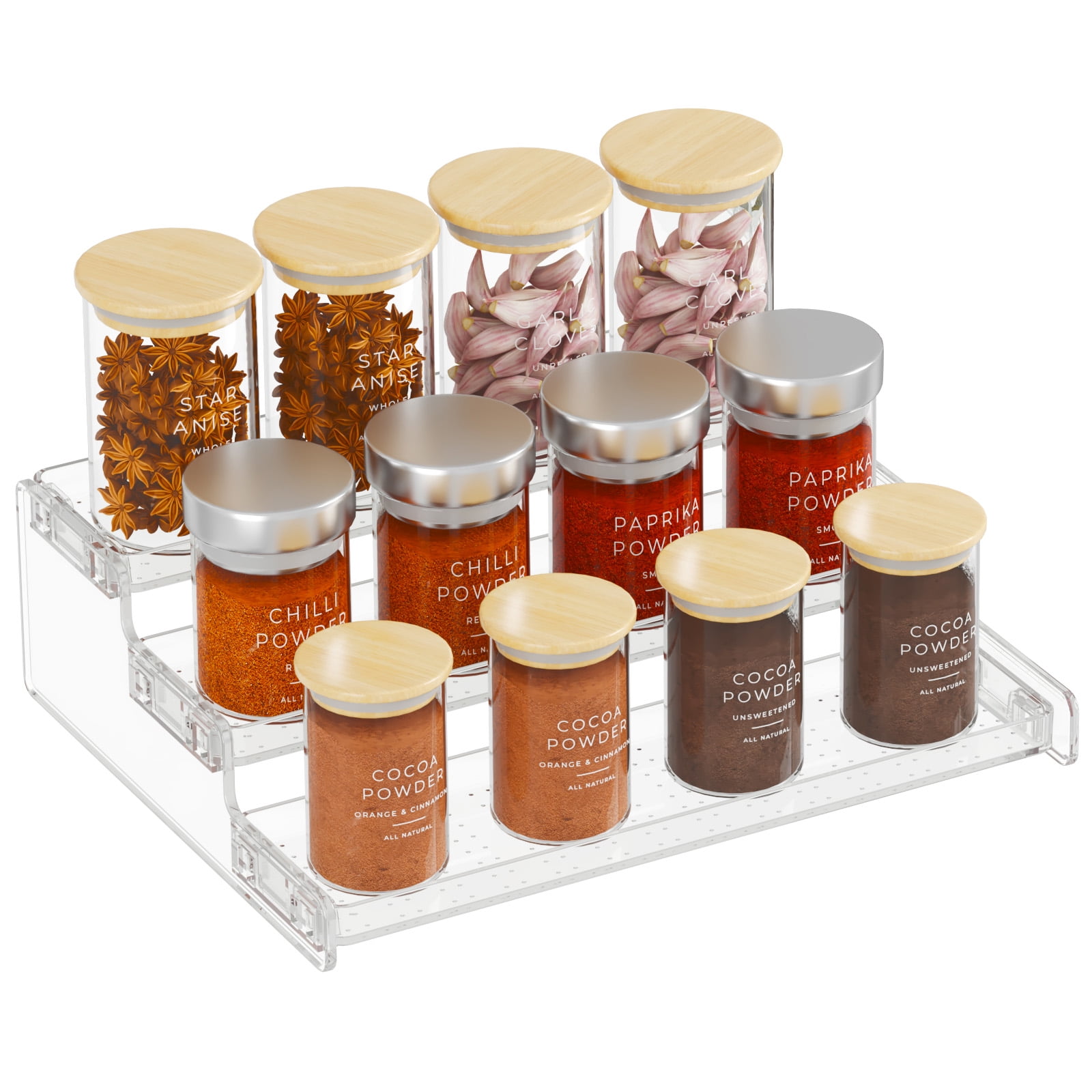 Lifewit Plastic 1 Pack 3-Tier Spice Rack, Clear Spice Organization for ...