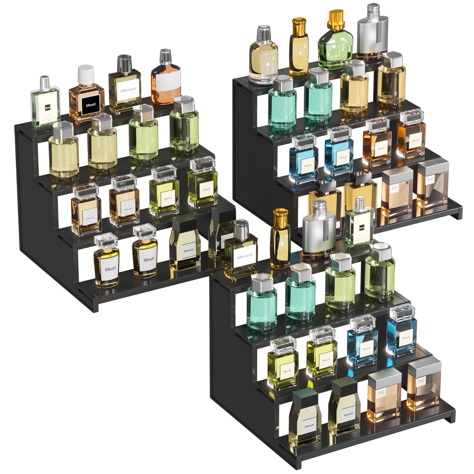 Lifewit 4 Tier Black Cologne Organizer 3-Pack, 12" Cologne Stand ...