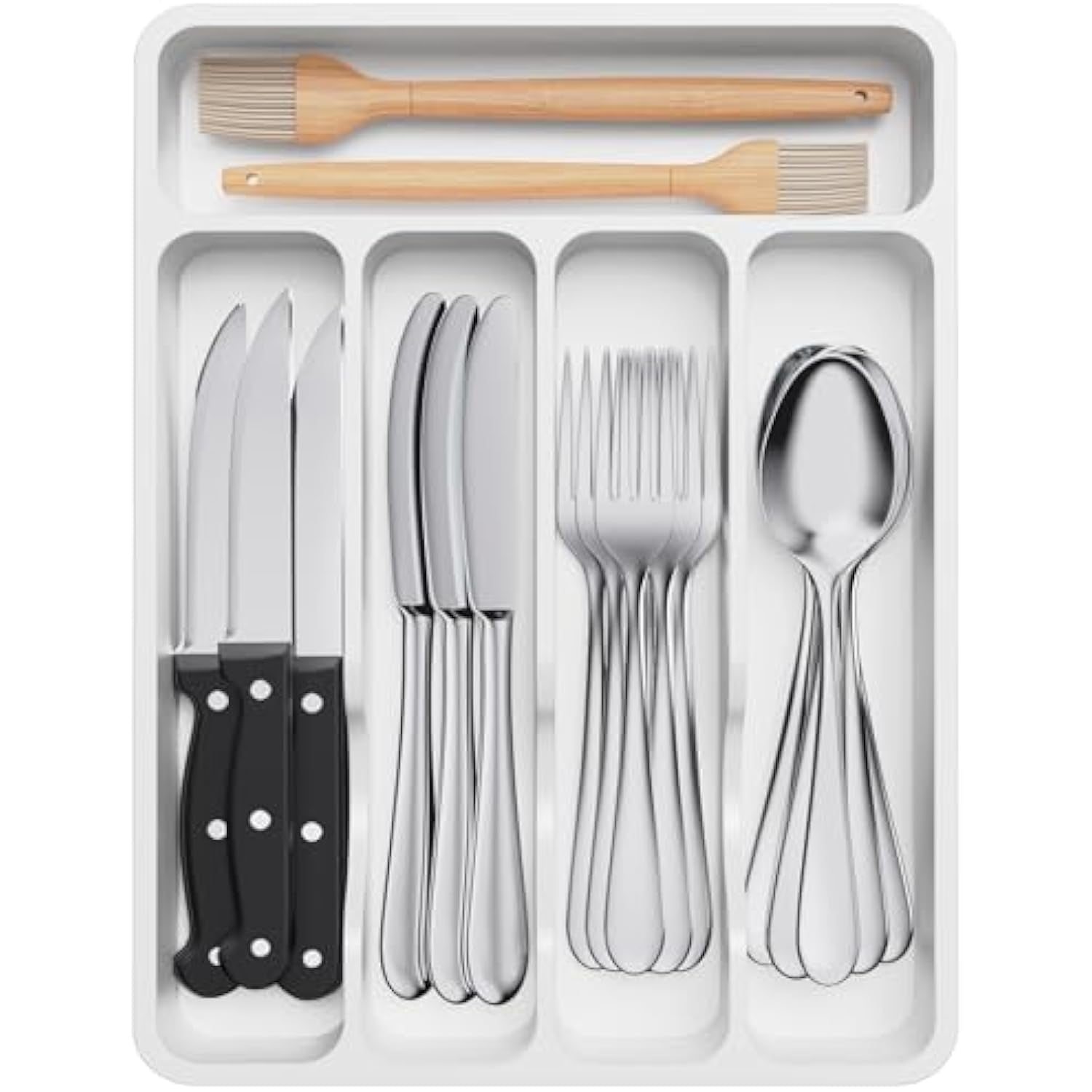 Lifewit Silverware Drawer Organizer Tray, Plastic Cutlery Storage for ...