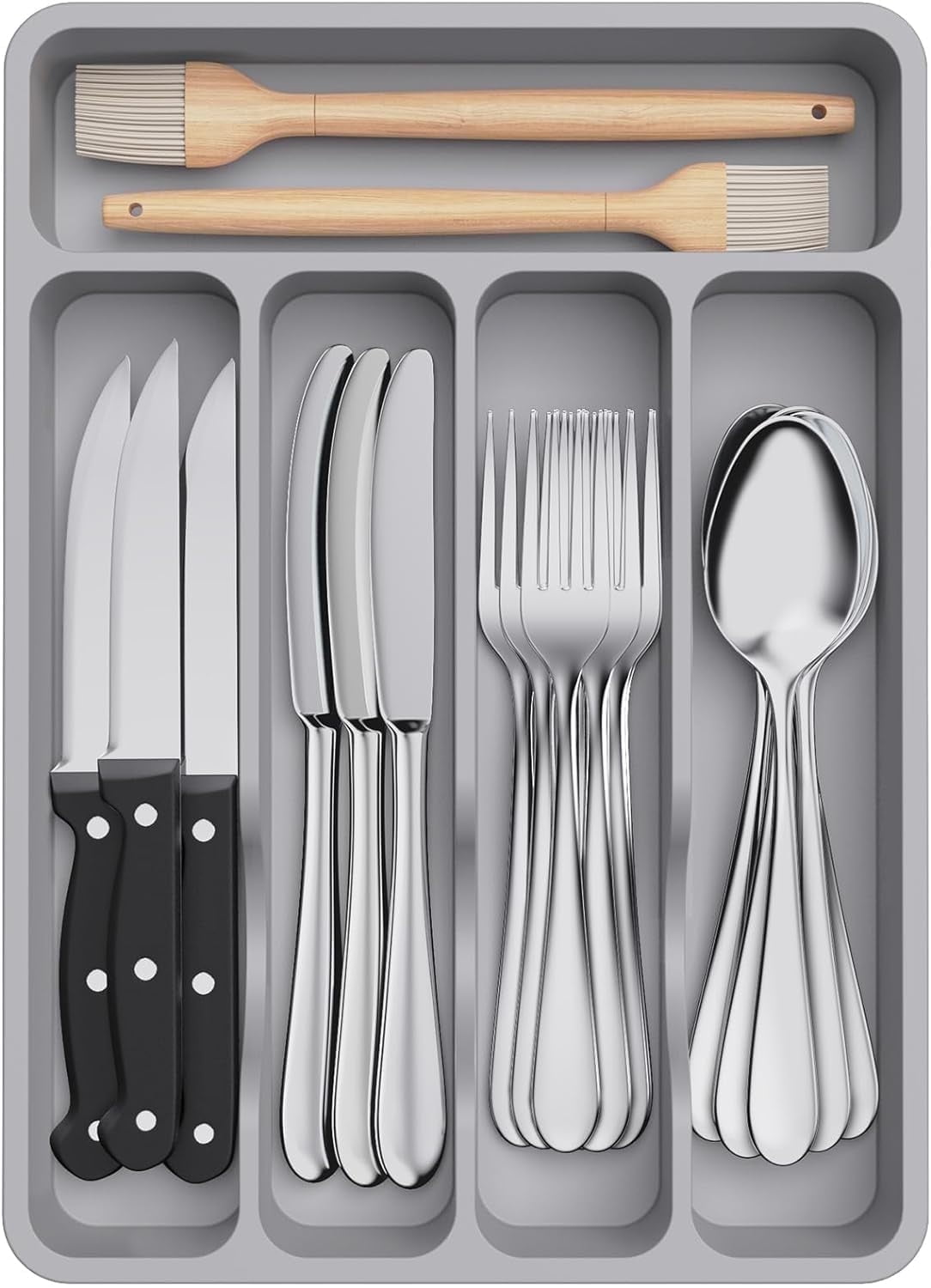 Lifewit Silverware Drawer Organizer Tray, Plastic Cutlery Storage, 5 ...