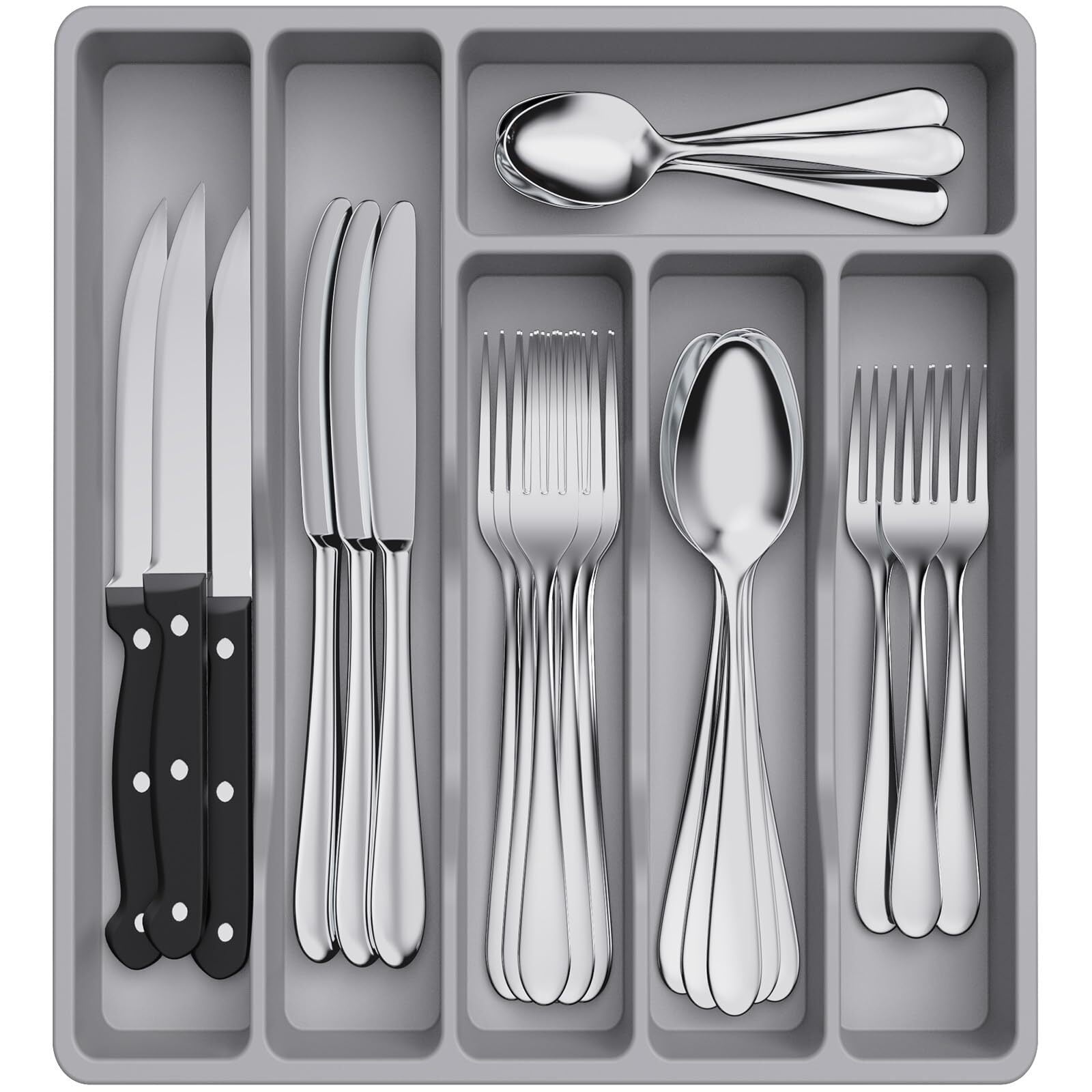 Lifewit Silverware Drawer Organizer Tray, Plastic Cutlery Storage for ...