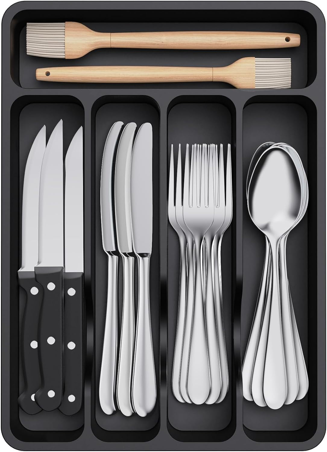 Lifewit Silverware Drawer Organizer Tray, Plastic Cutlery Storage, 5 ...