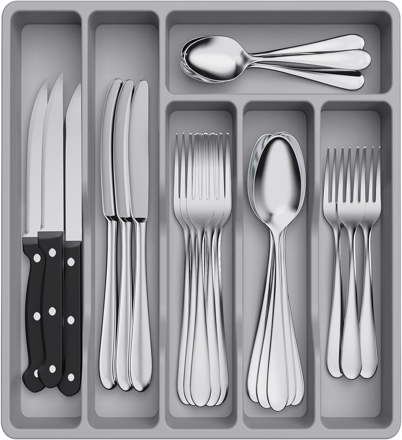 Lifewit Silverware Drawer Organizer Tray, Plastic Cutlery Storage for ...