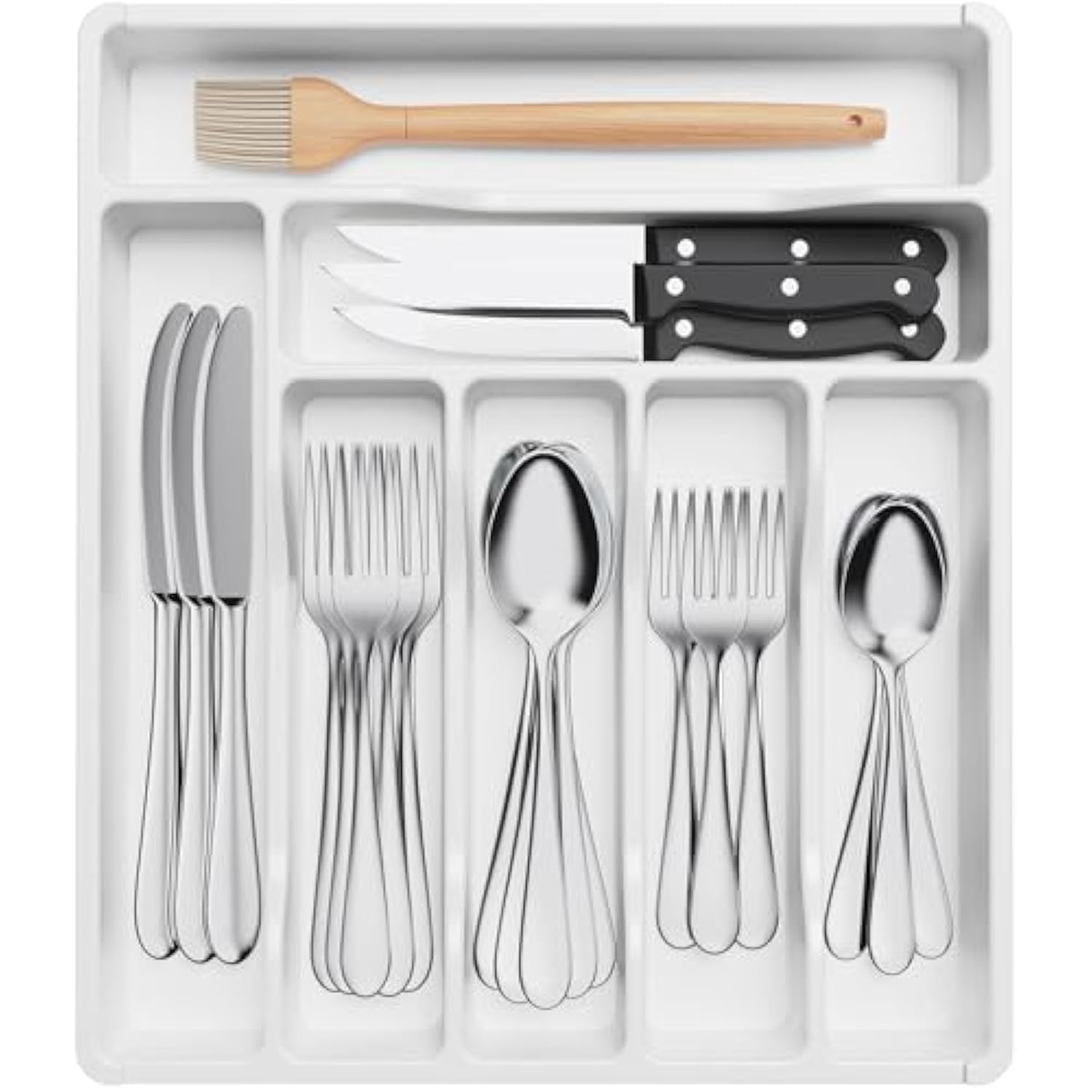 Lifewit Silverware Drawer Organizer Tray, Plastic Cutlery Storage for ...