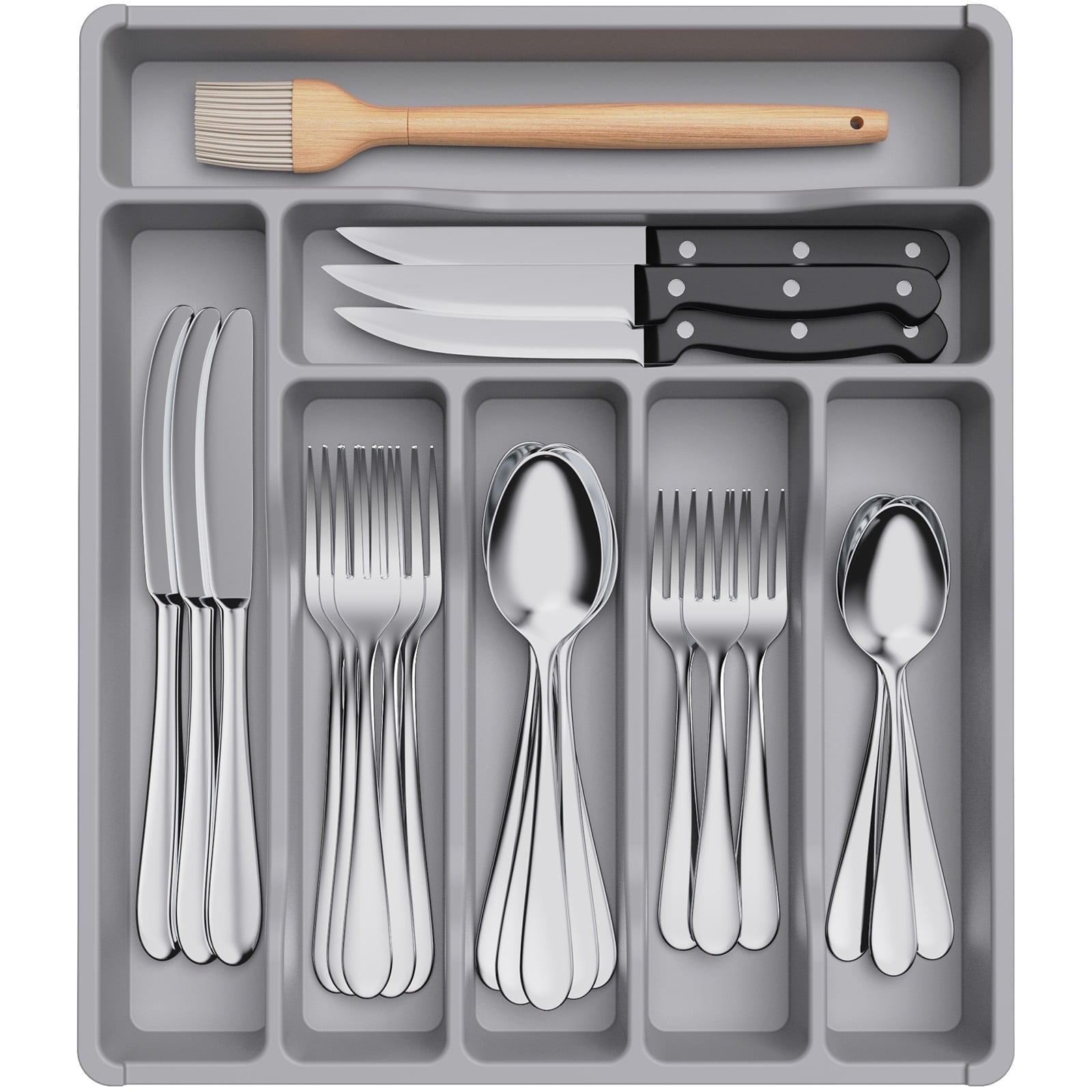 Lifewit Silverware Drawer Organizer Tray, Plastic Cutlery Storage for ...
