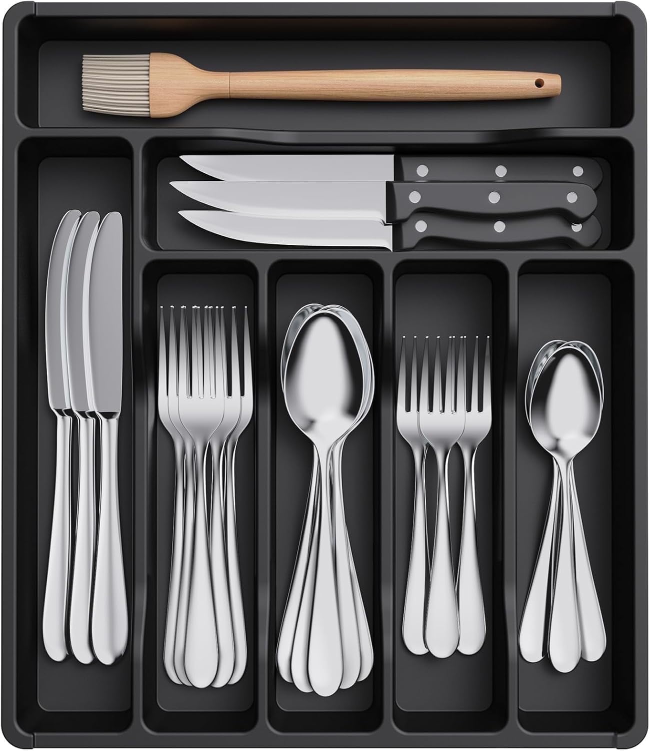 Lifewit Silverware Drawer Organizer Tray, Plastic Cutlery Storage for ...