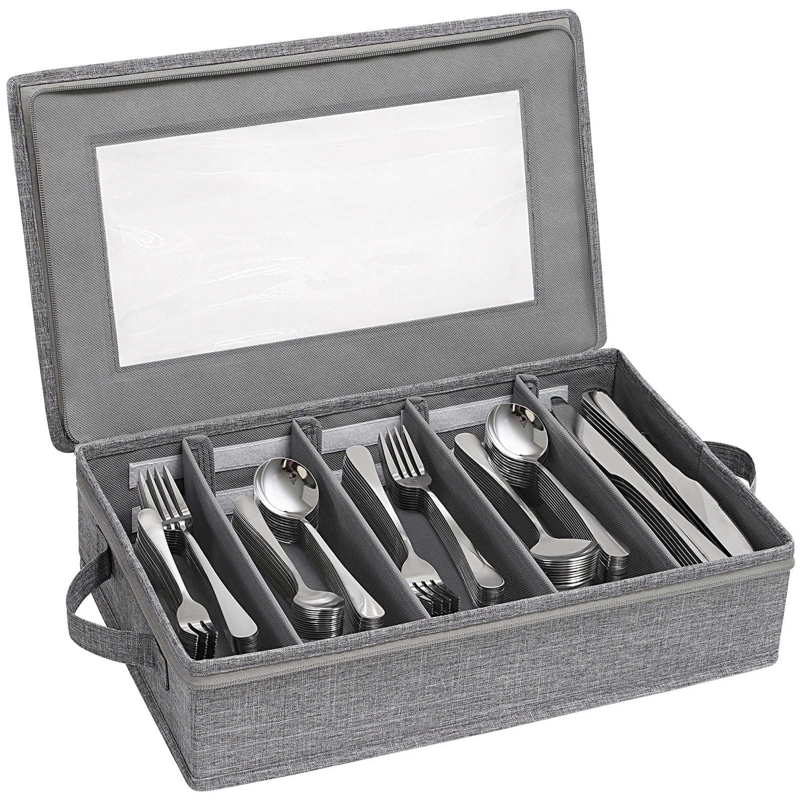 Lifewit Silverware Storage Box, Flatware Organizer with Zipper Lid, 5 ...