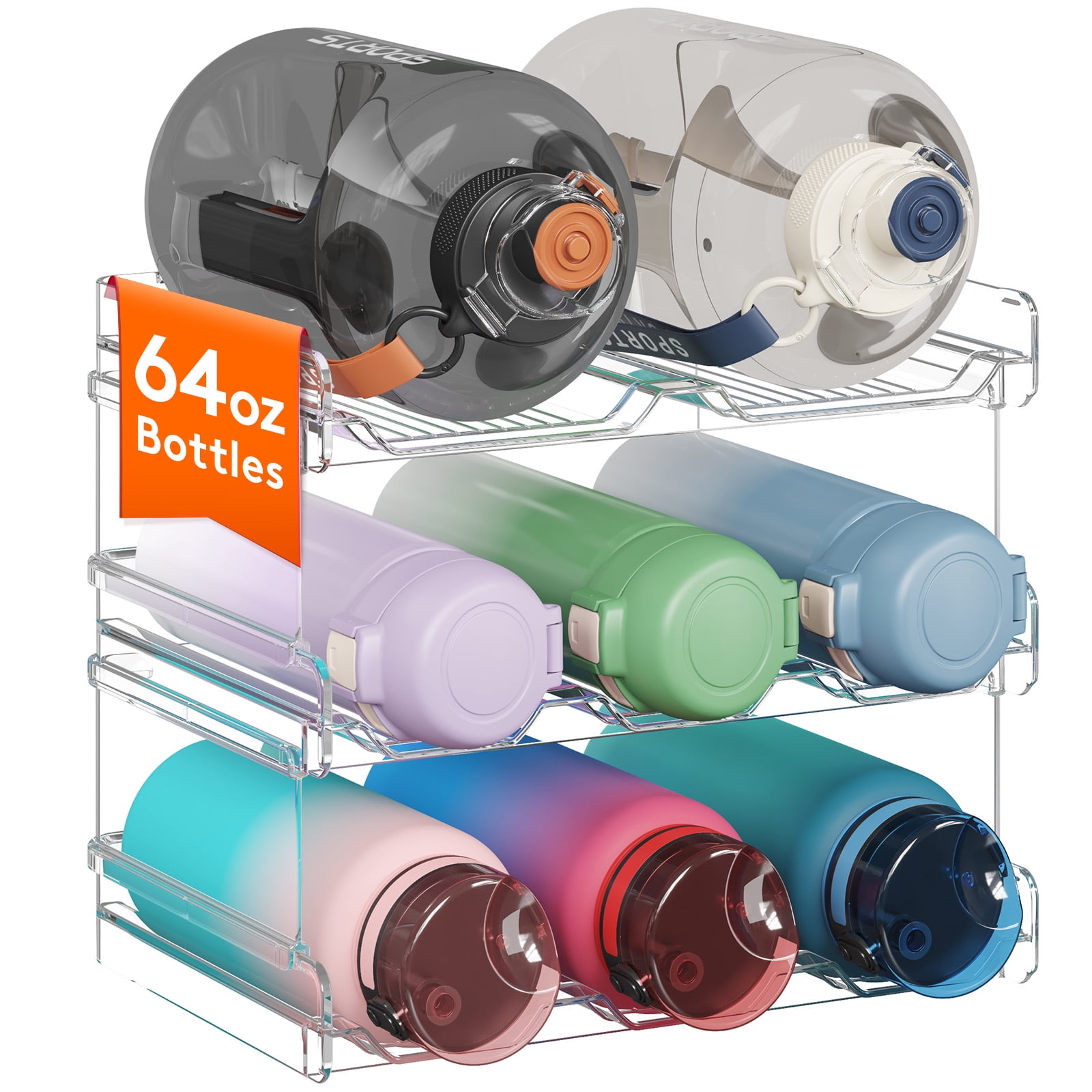 Lifewit Stackable Water Bottle Organizer for Cabinet, Extra Large Water ...