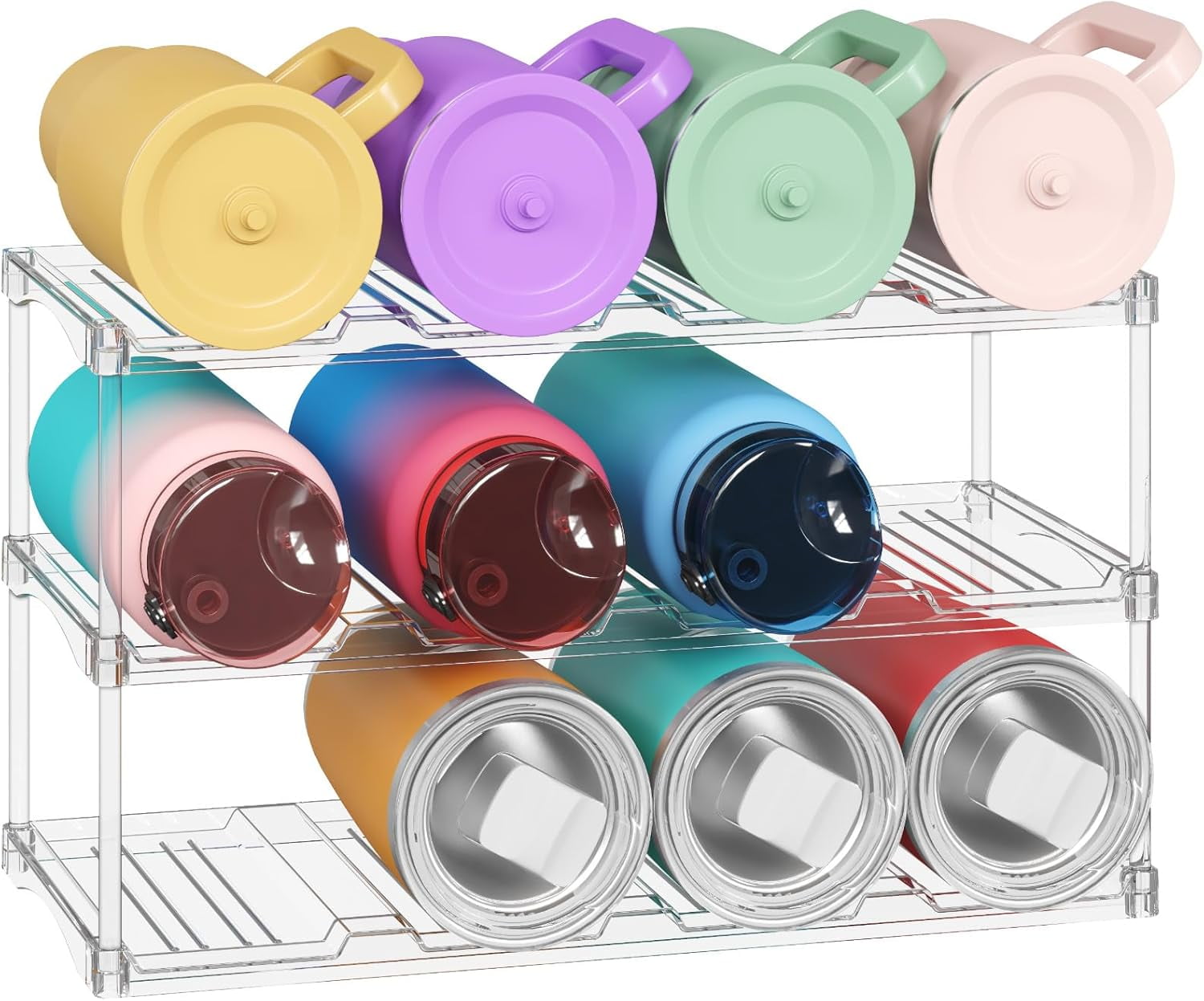 Lifewit Stackable Water Bottle Storage Organizer, Clear Tumbler Cup Mug ...