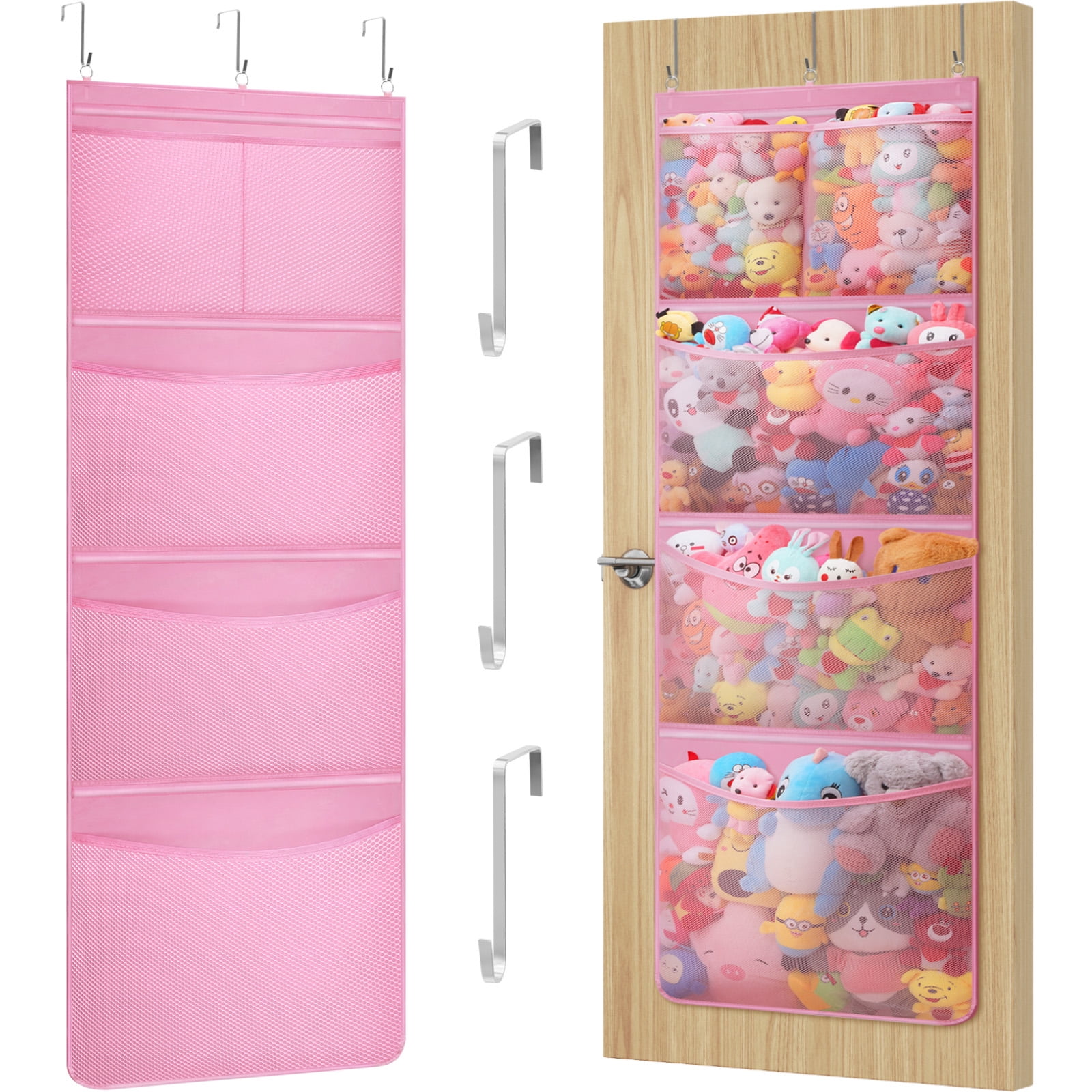 Lifewit Stuffed Animal Storage, 1 Pack Over the Door Organizer with 5 ...