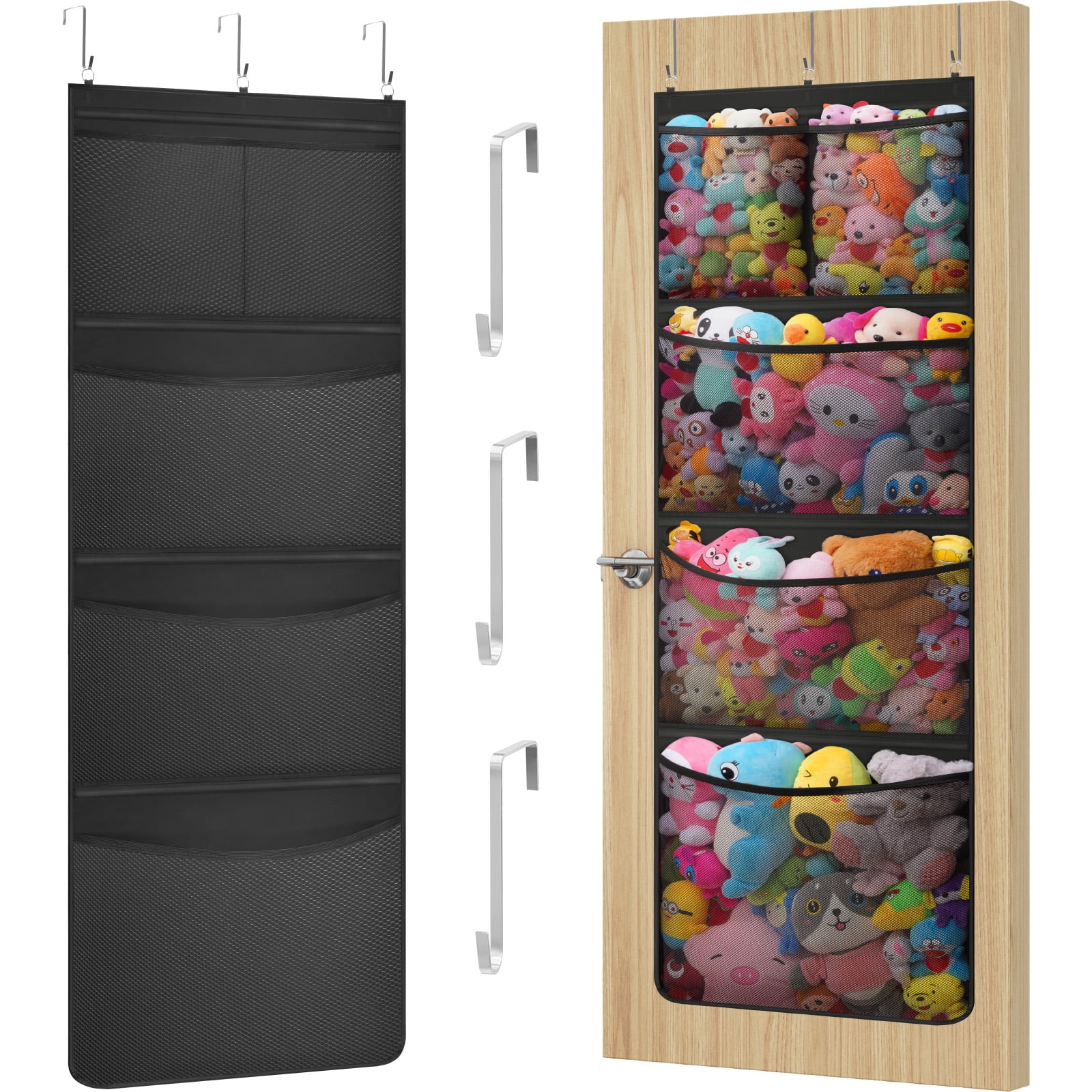 Lifewit Stuffed Animal Storage, 1 Pack Over the Door Organizer with 5 ...
