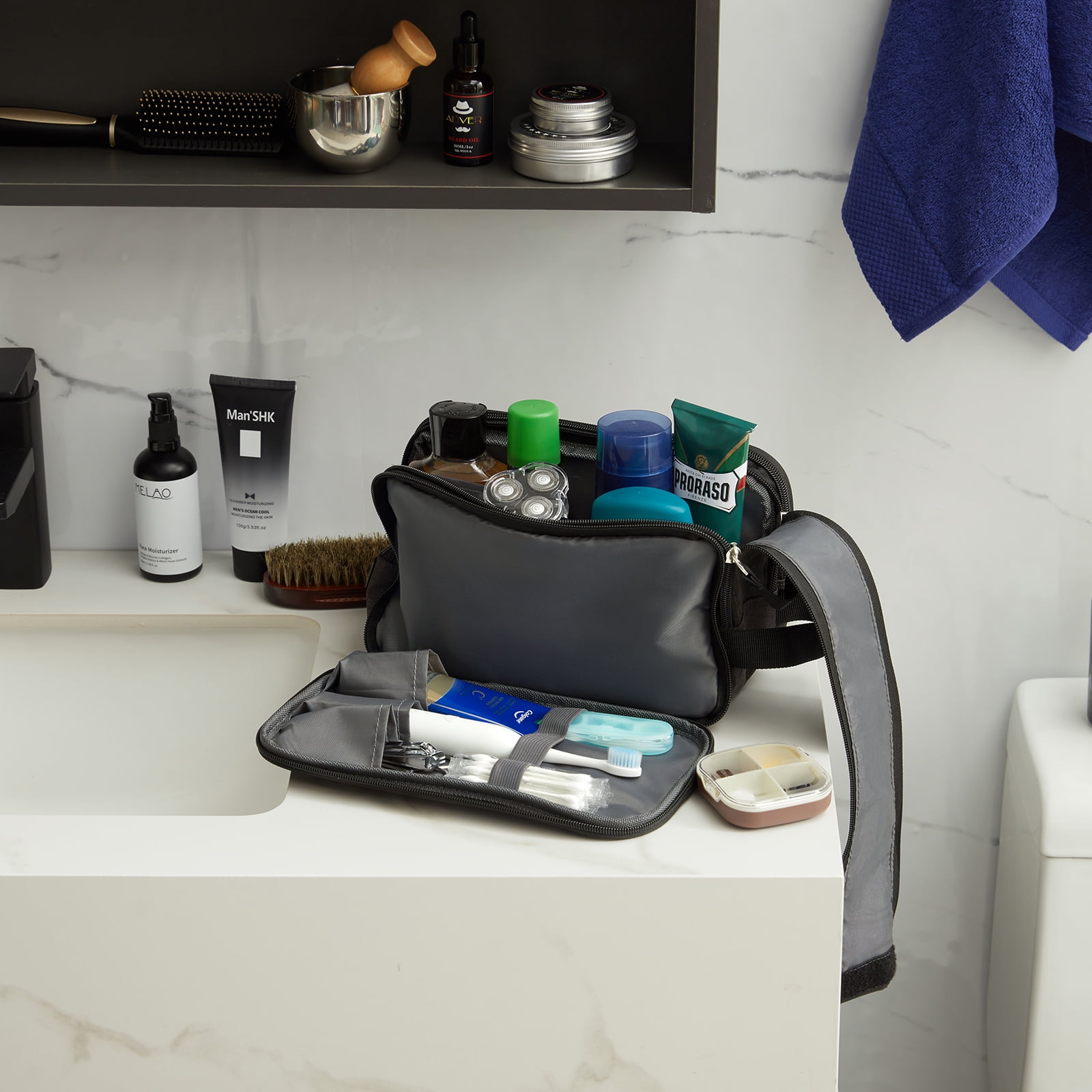 Lifewit Toiletry Bag for Men, Large Travel Shaving Dopp Kit with Double ...